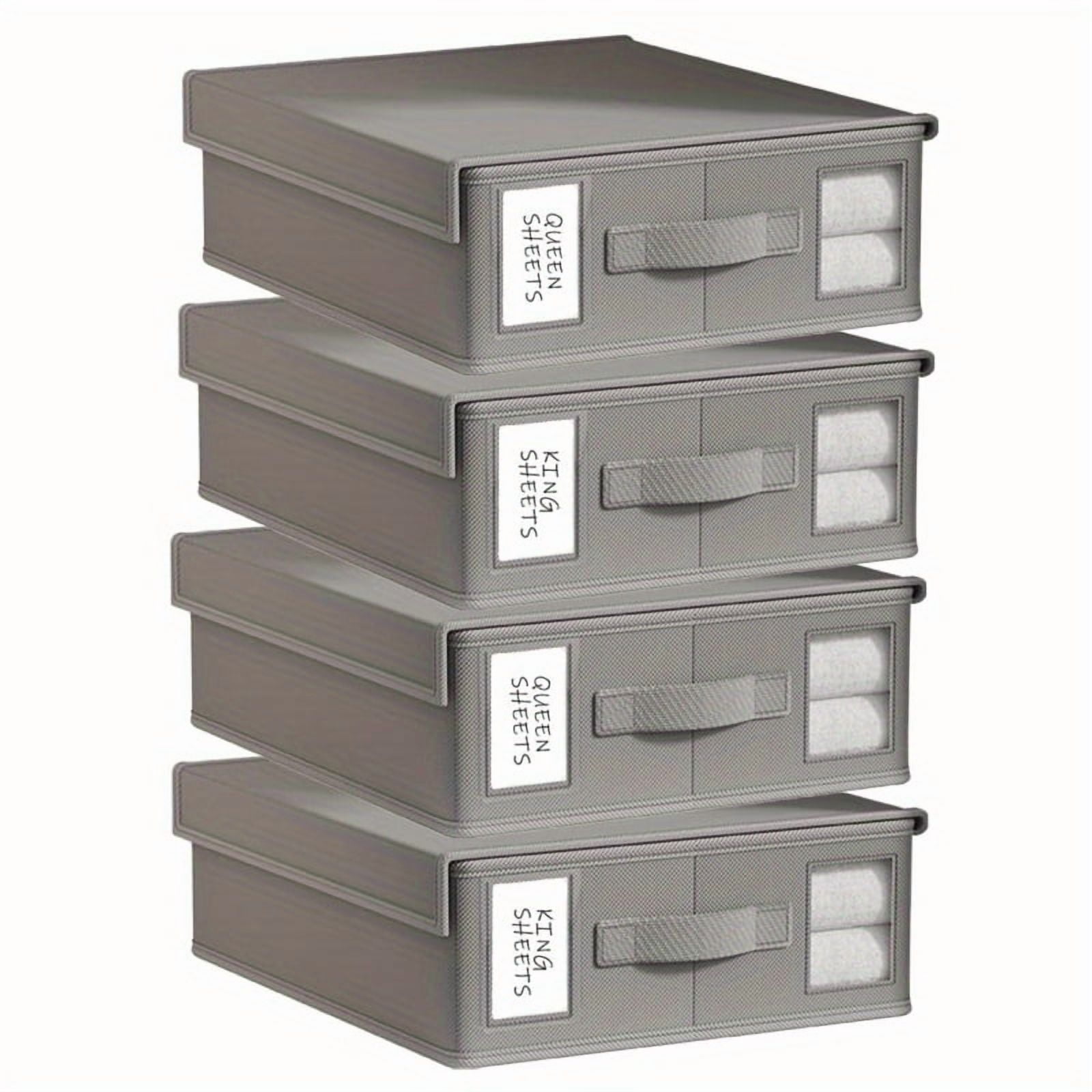 4pcs Foldable Sheet Storage Boxes - Windowed Oxford Fabric Organizers ...