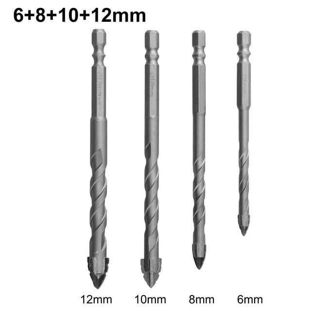 4pcs Four-Flute Eccentric Drill Drilling Glass Tile Punching Triangle ...