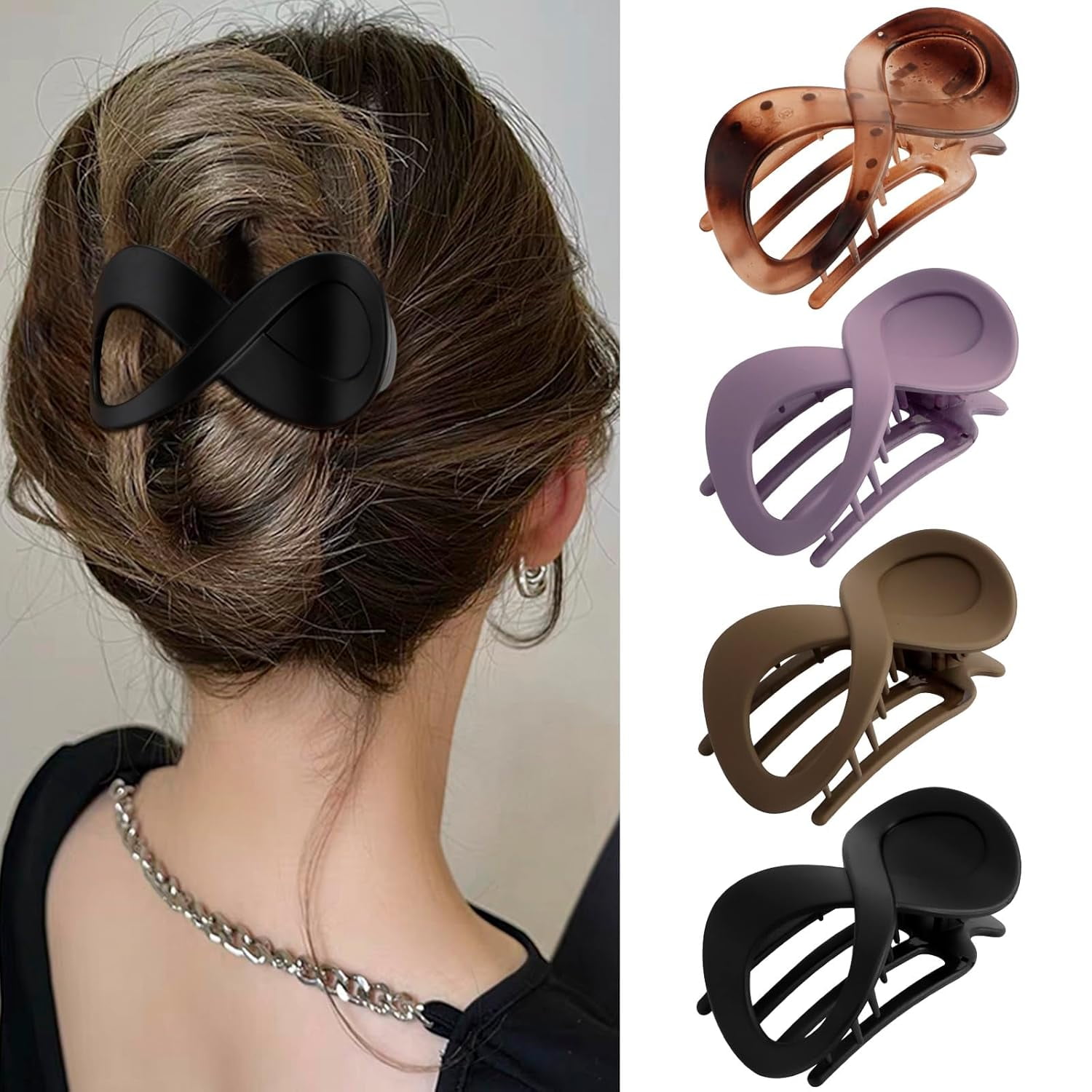 4pcs French Concord Hair Clips Matte Acrylic Curved Hair Claw Clips ...