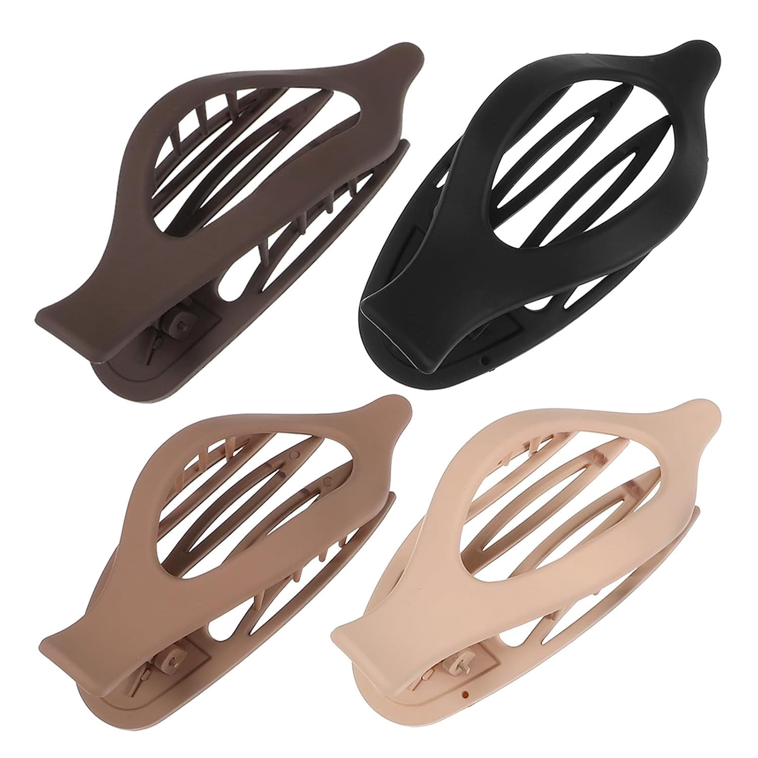 4pcs French Flat Claw Hair Clips for Women, Matte Black and Brown Hair ...