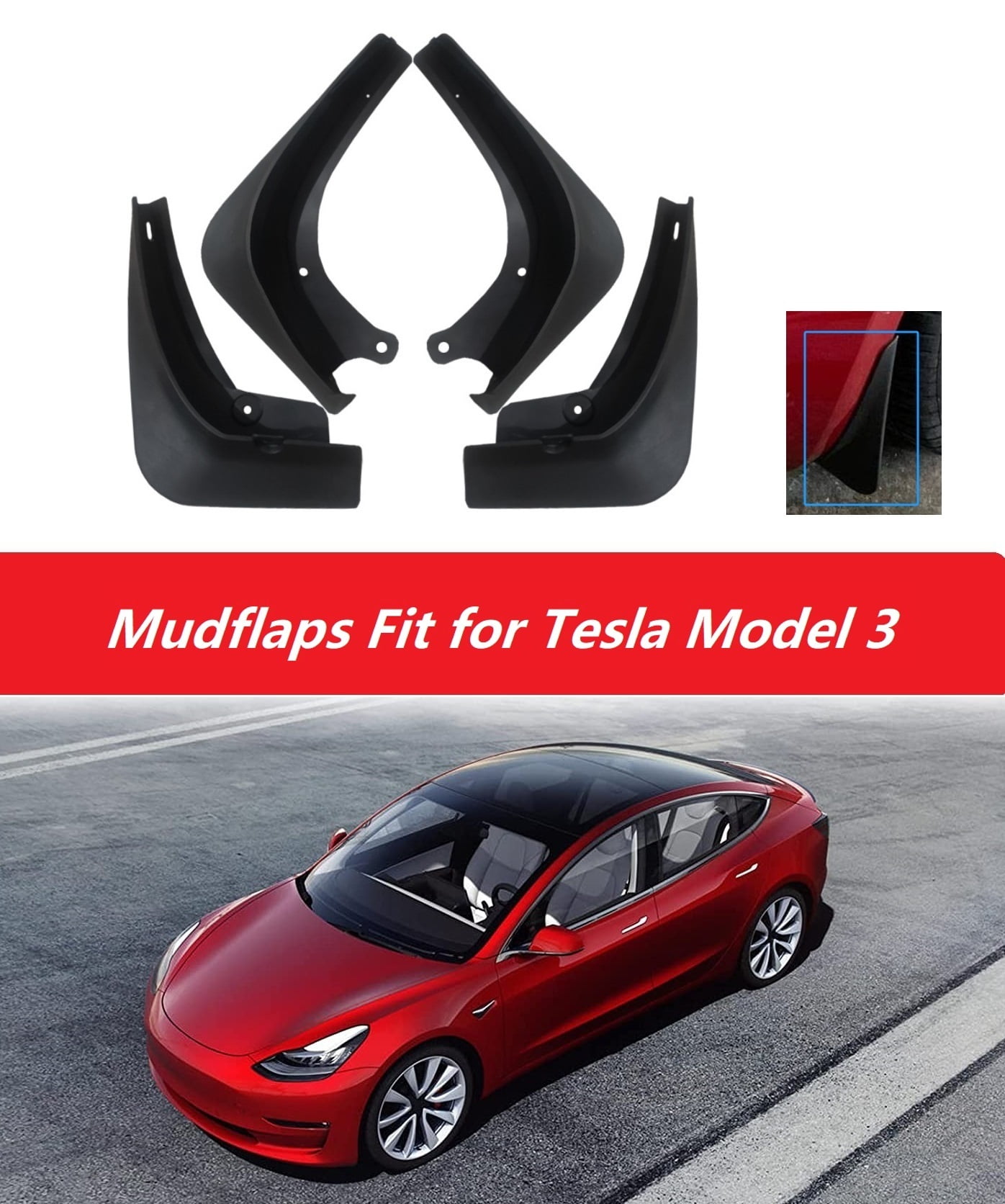 HHENGYISOUL 4pcs Front Rear Mud Guards, Black Mud Flaps Fenders Splash ...