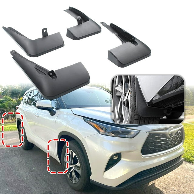 4pcs Front & Rear Mud Guards Fender for Toyota Highlander/Kluger 2020-2023, Mudflaps Mud Guards ...