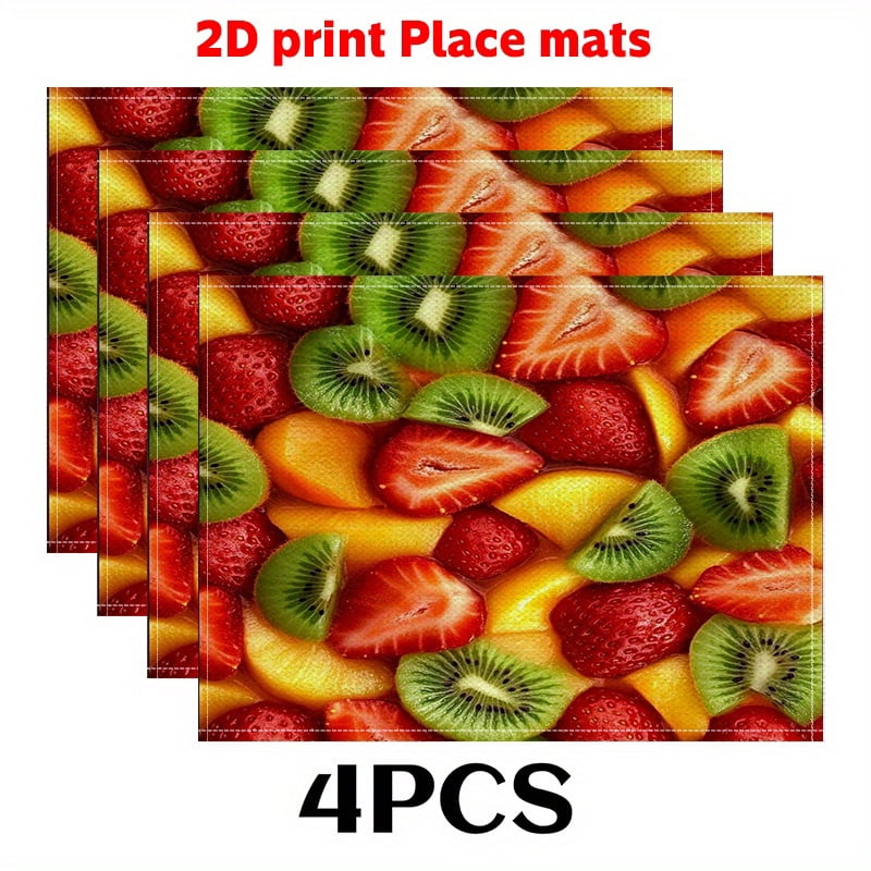 4pcs Fruit platter Table mats (2D print)Colorful fruit platter 12X18in ...