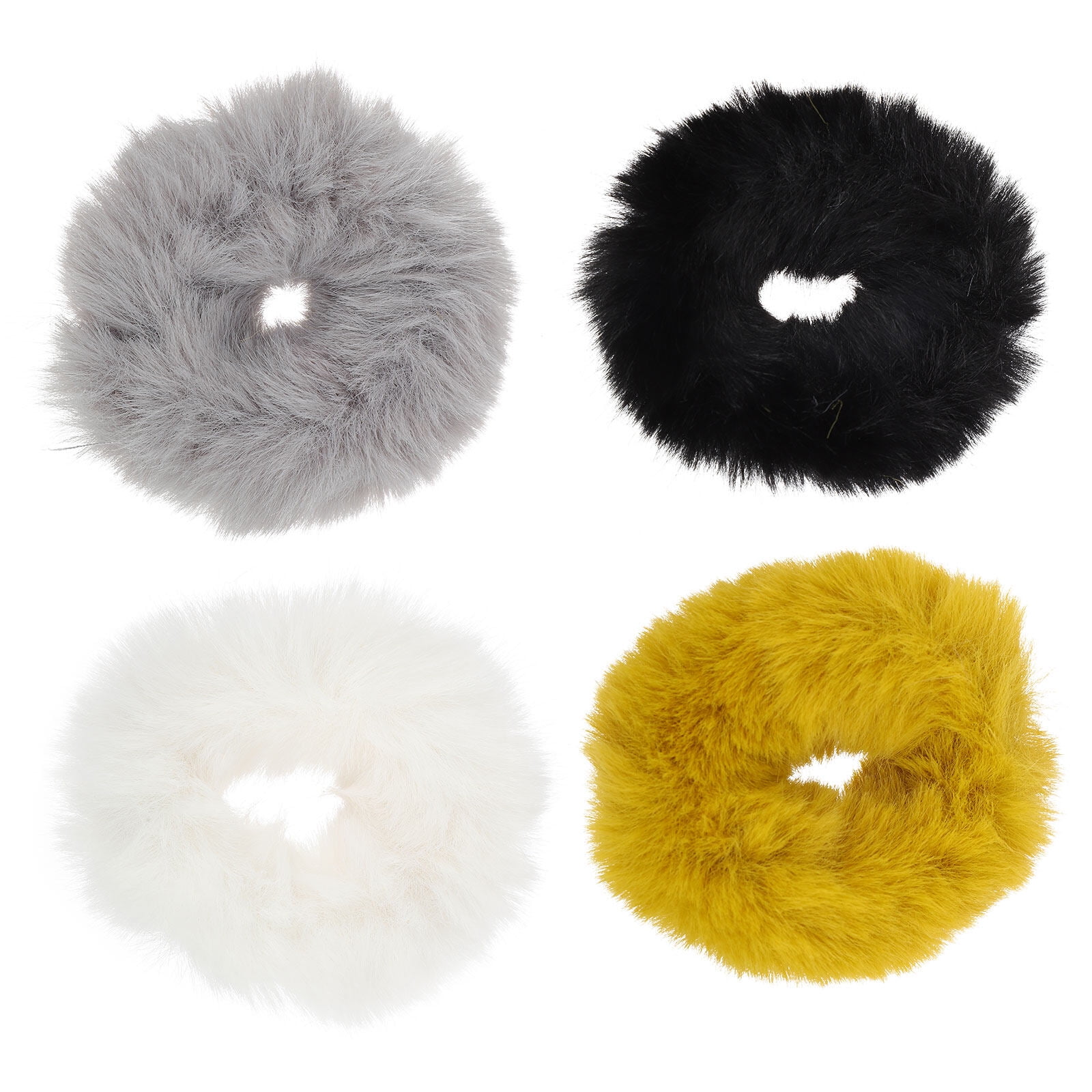 MERRYHAPY 4-Pack Hair Ties Fuzzy Hair Bands Assorted Colors for Women ...