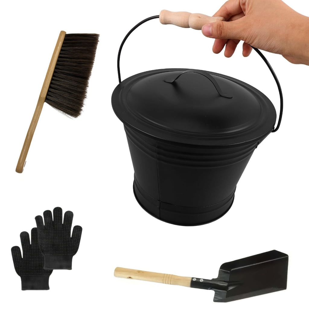 4pcs Galvanized Ashes Bin Hearths Cleaning Tool Shovel Brush Storage ...