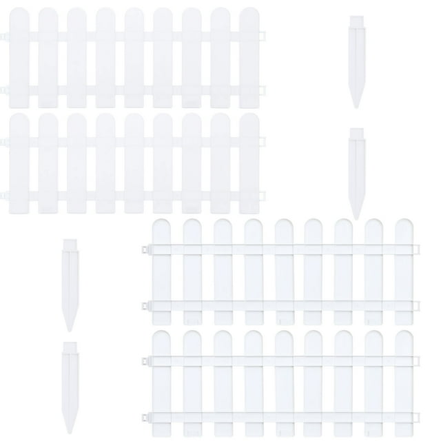 MERRYHAPY Yard Fence White 4Pcs 19.7X5.1In Plastic Round Head Outdoor ...