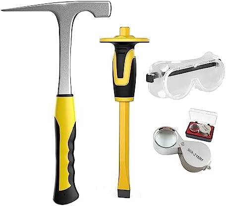 4pcs Geology Rock Pick Hammer Kit, Geology Hammer Tools, 32oz Rock ...