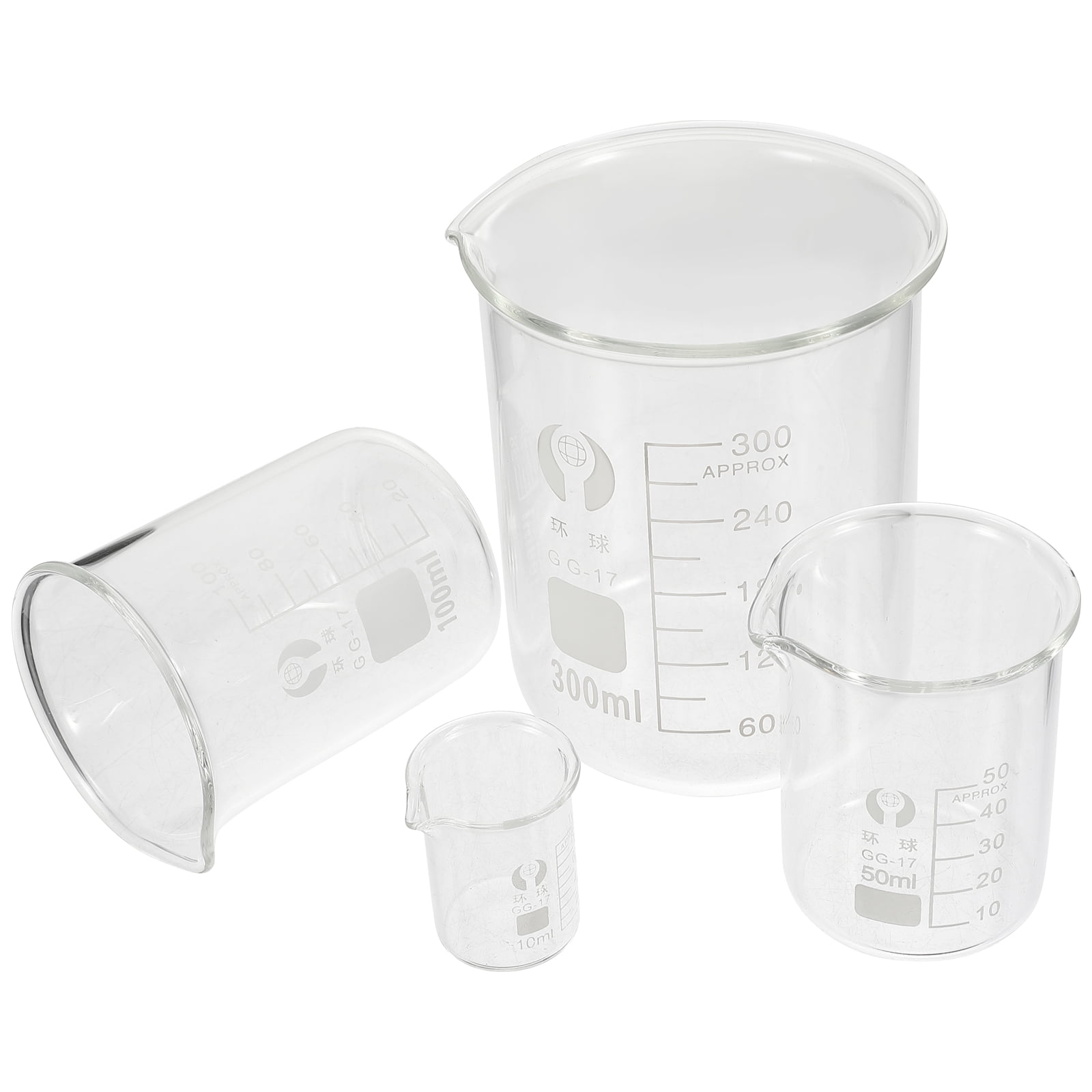 Pendhourish Graduated Glass Beaker Set, Transparent, 10mL to 300mL ...
