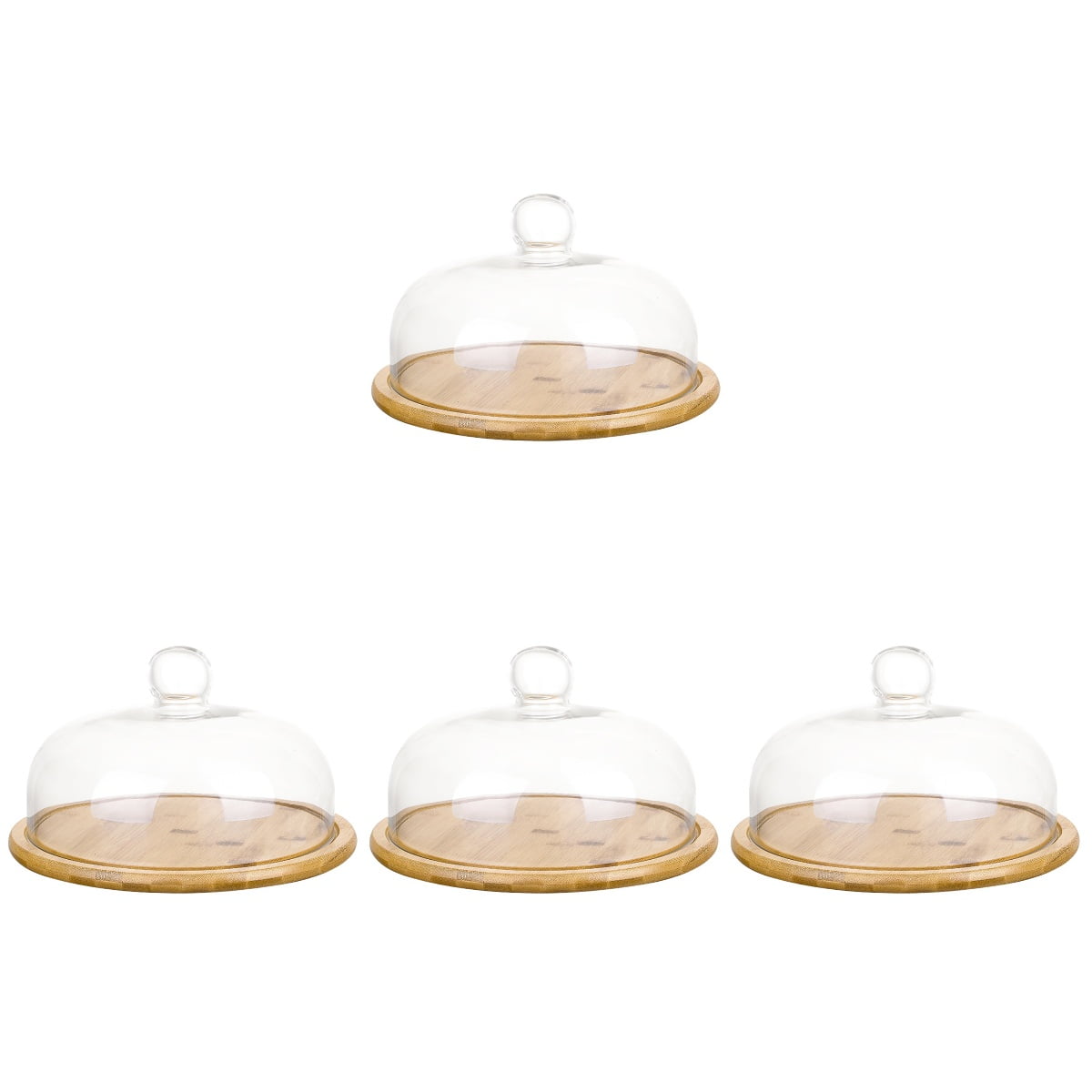 4pcs Glass Cake Dome Round Clear Cloche Dome Cake Display Cover with ...