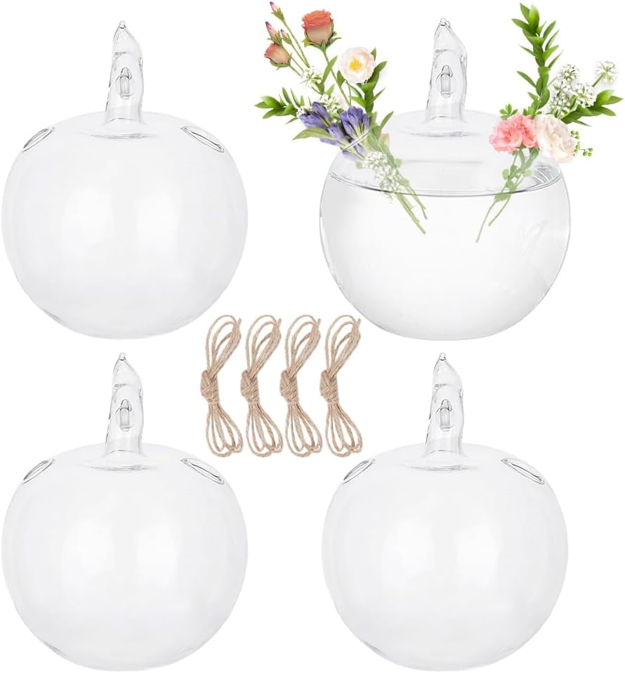 4pcs Glass Hanging Planter Air Fern Holder Hanging Hydroponic Vases ...