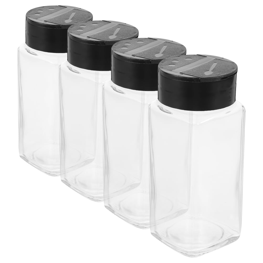 4pcs Glass Spice Jar Kitchen Salt And Pepper Shaker Clear Seasoning ...