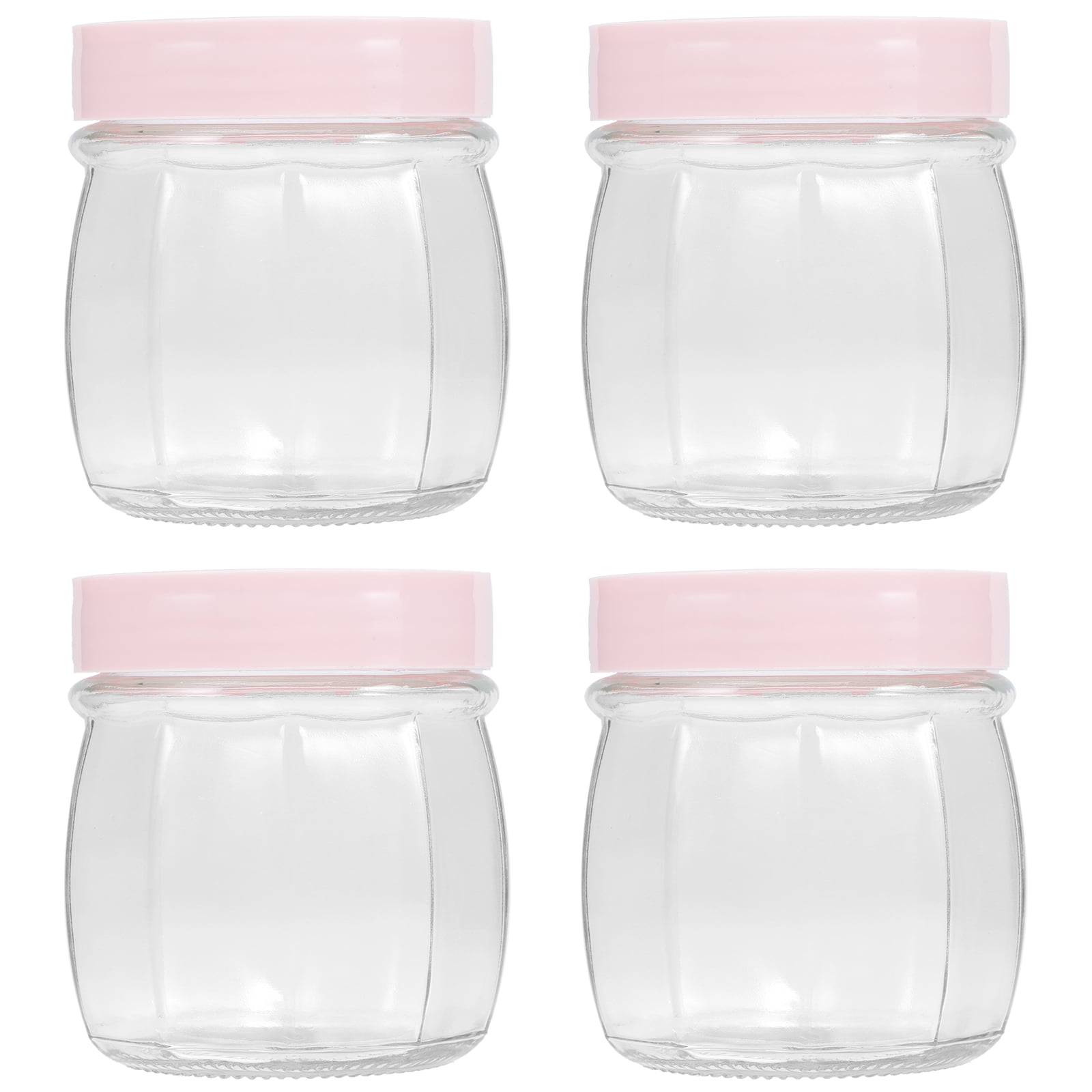4pcs Glass Storage Jars Food Storage Jars with Plastic Lid Sealed Candy ...