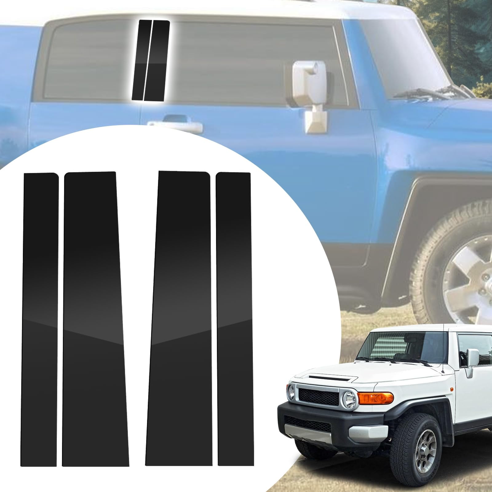 4pcs Glossy Black Exterior DHF10 Door Window Pillar Posts Molding Cover ...