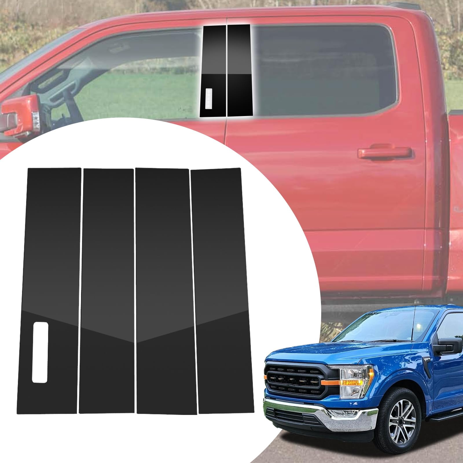 4pcs Glossy Black Exterior IFF17 Door Window Pillar Posts Molding Cover ...