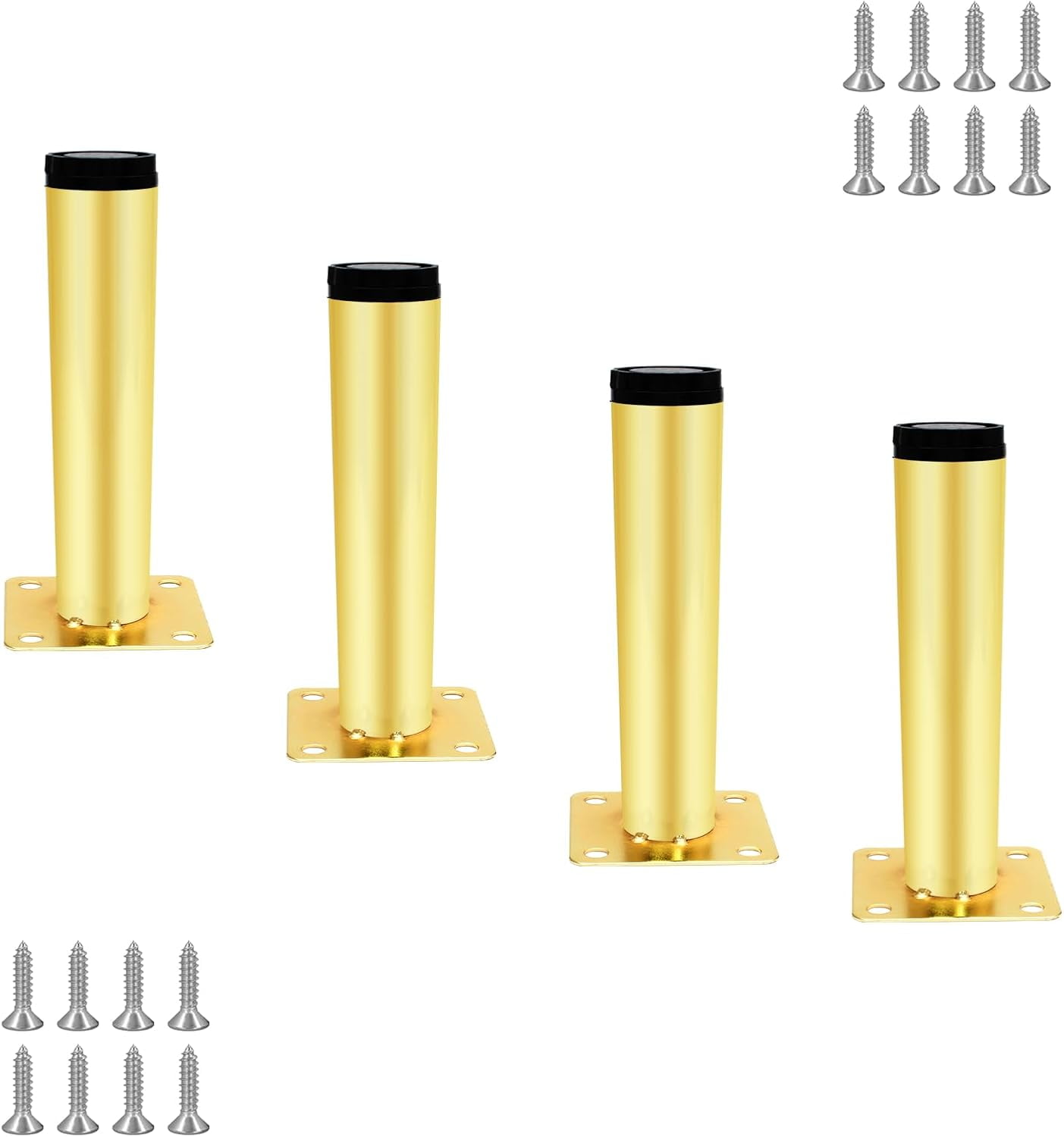 4pcs Gold Adjustable Furniture Legs, 4 Inch / 100mm Gold Metal Support ...