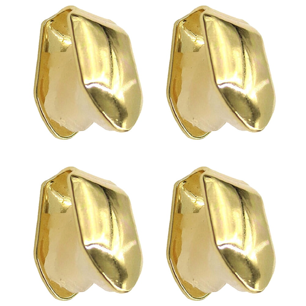 4pcs Gold Plated Hip-hop Teeth Braces Hip Hop Single Teeth Grill Caps ...