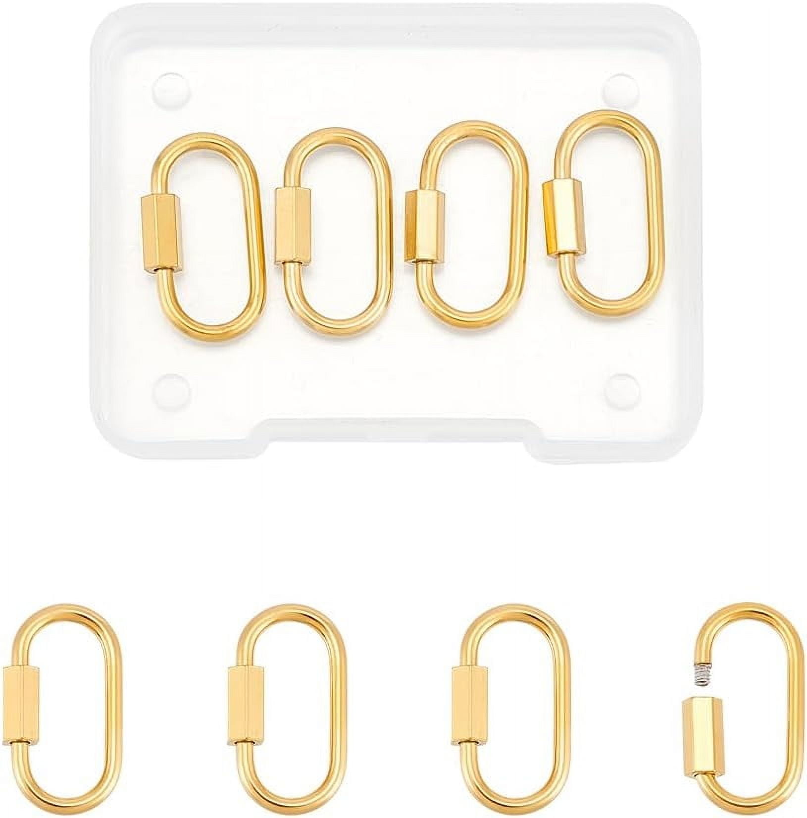 4pcs Golden Stainless Steel Oval Screw Carabiner Lock Screw Lock Clip ...