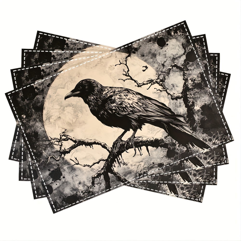4pcs Gothic Raven & Crow Placemats Suitable for Dining Table, Kitchen ...