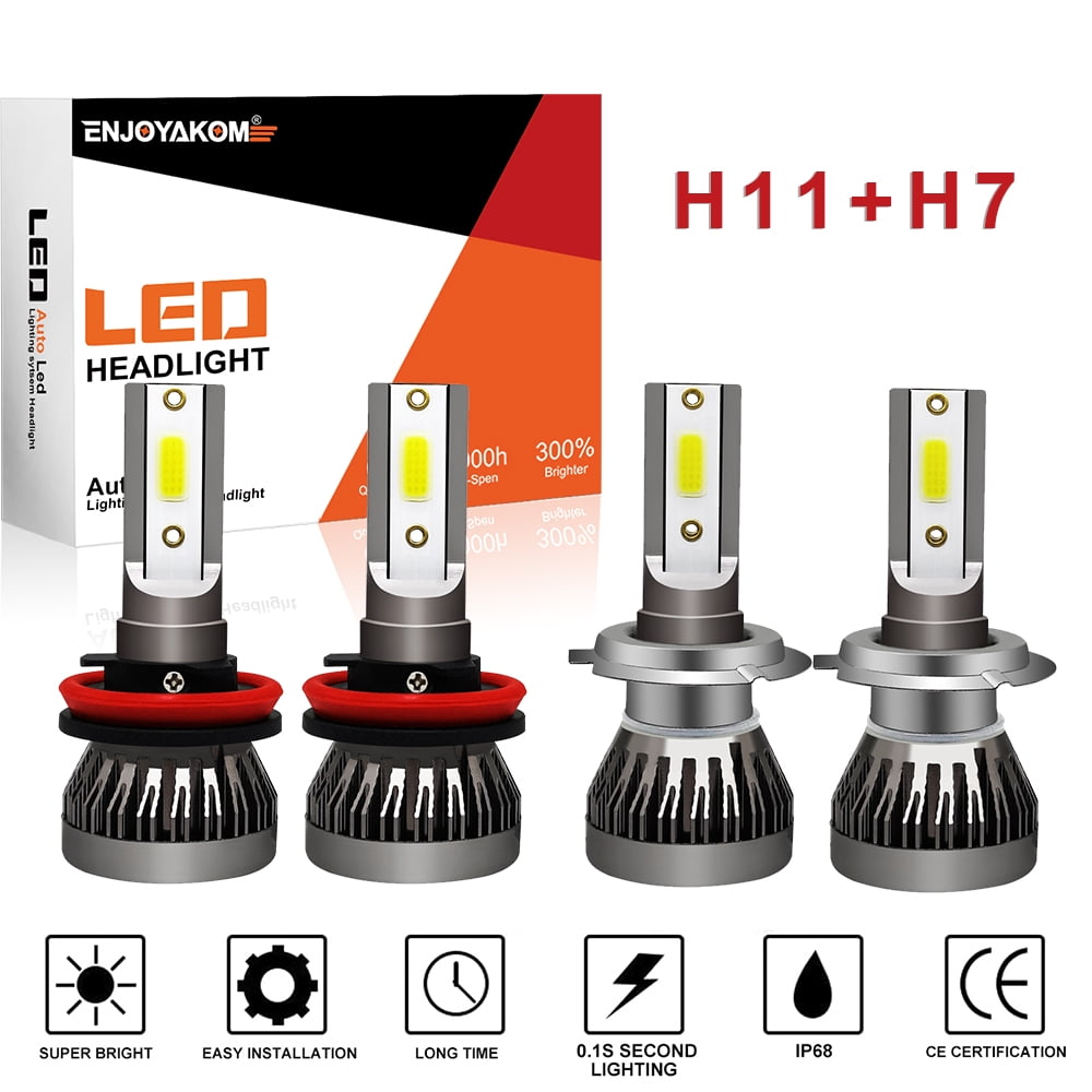 4pcs H7 H11 LED Headlight High/Low Beam For Hyundai Santa Fe 2007-2012 6000K White Bulb Kit ...