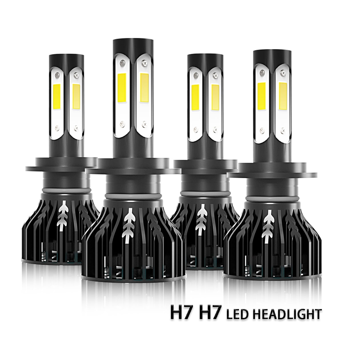 4pcs H7 + H7 Combo LED Headlight Bulbs Kit H7 H7 High Low Beam Super White 6000K,k9 - Walmart.com