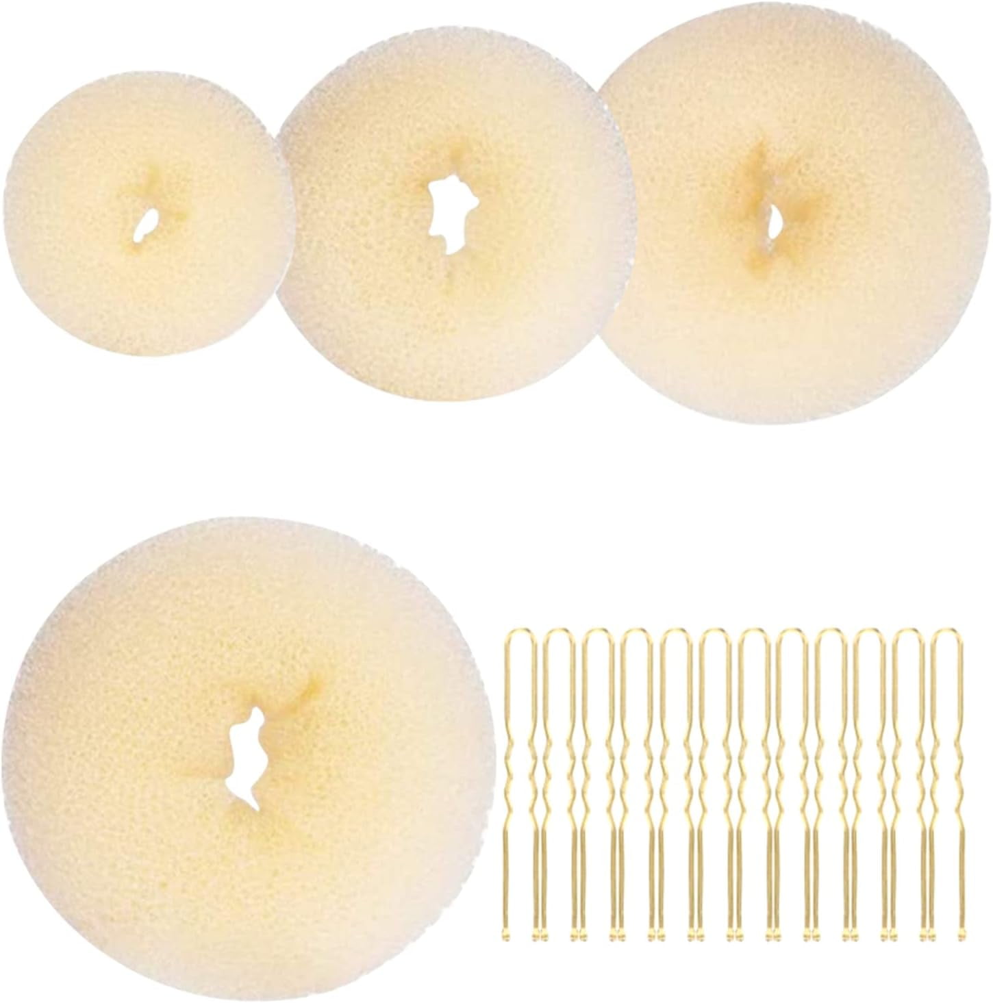 4pcs Hair Donut Hair Bun Shaper Set,4 Sizes Hair Donut Bun Ring With 20 ...