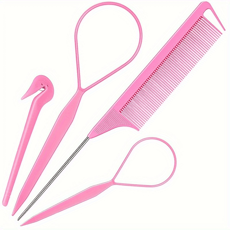 4pcs Hair Loop Tool Set with 2pcs French Braid Tool Loop 1pc Elastic ...