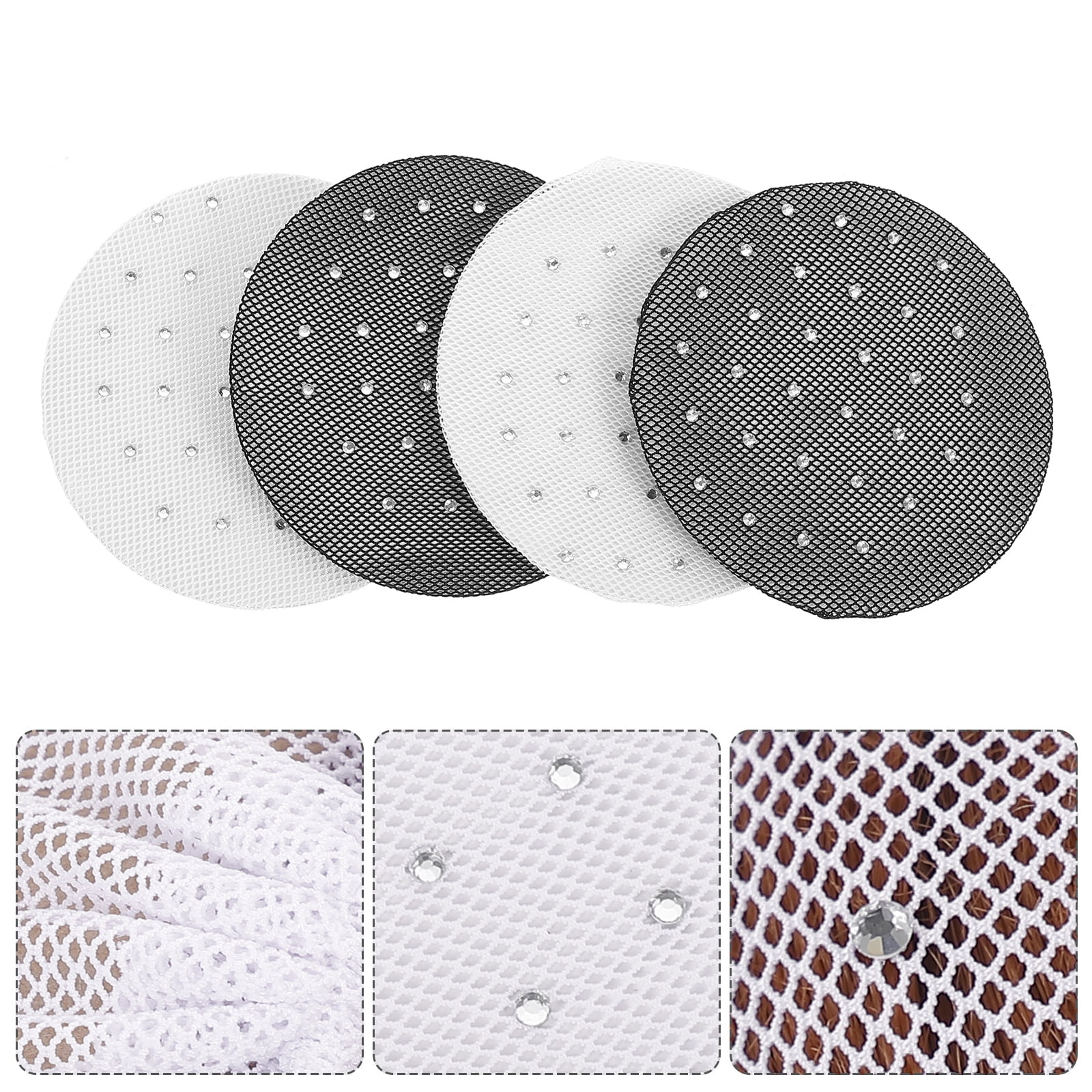 4pcs Hair Snood Net Bun Cover Non- Black Mesh Work Hairnets Bun Covers ...