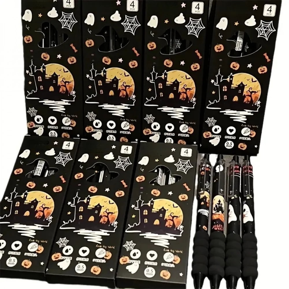 4pcs Halloween Themed Gel Pens, 0.5mm Tip Diameter, Featuring Ghosts ...