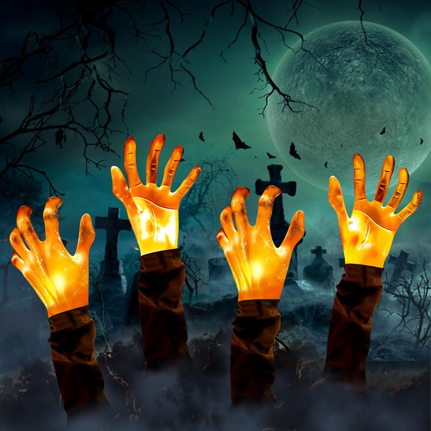 4pcs Halloween Zombie Hands Pathway Lights, Waterproof Zombie Arm ...