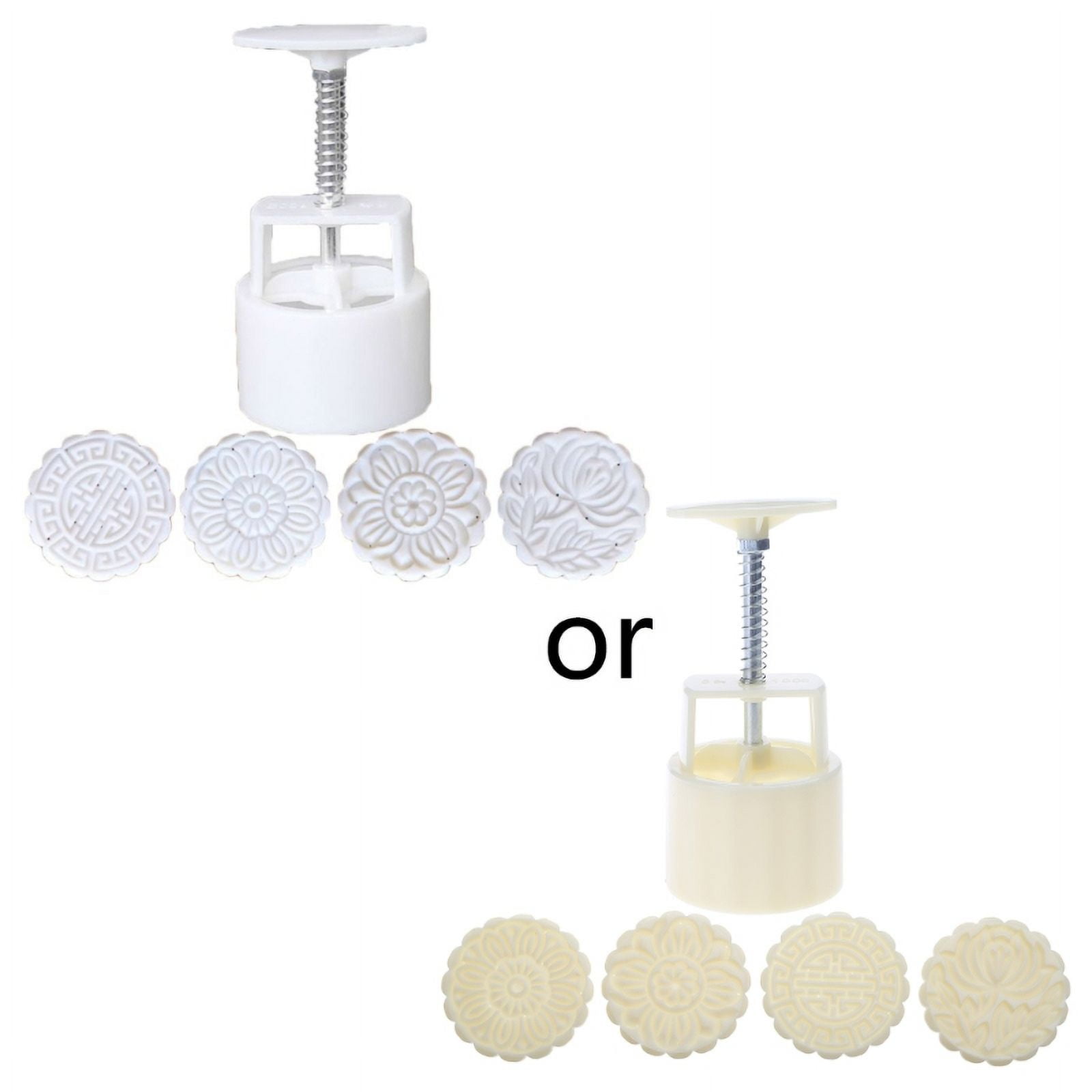 4pcs Hand Press Cookie Stamp Moon Cake Decor Mould Barrel Mooncake Mold ...