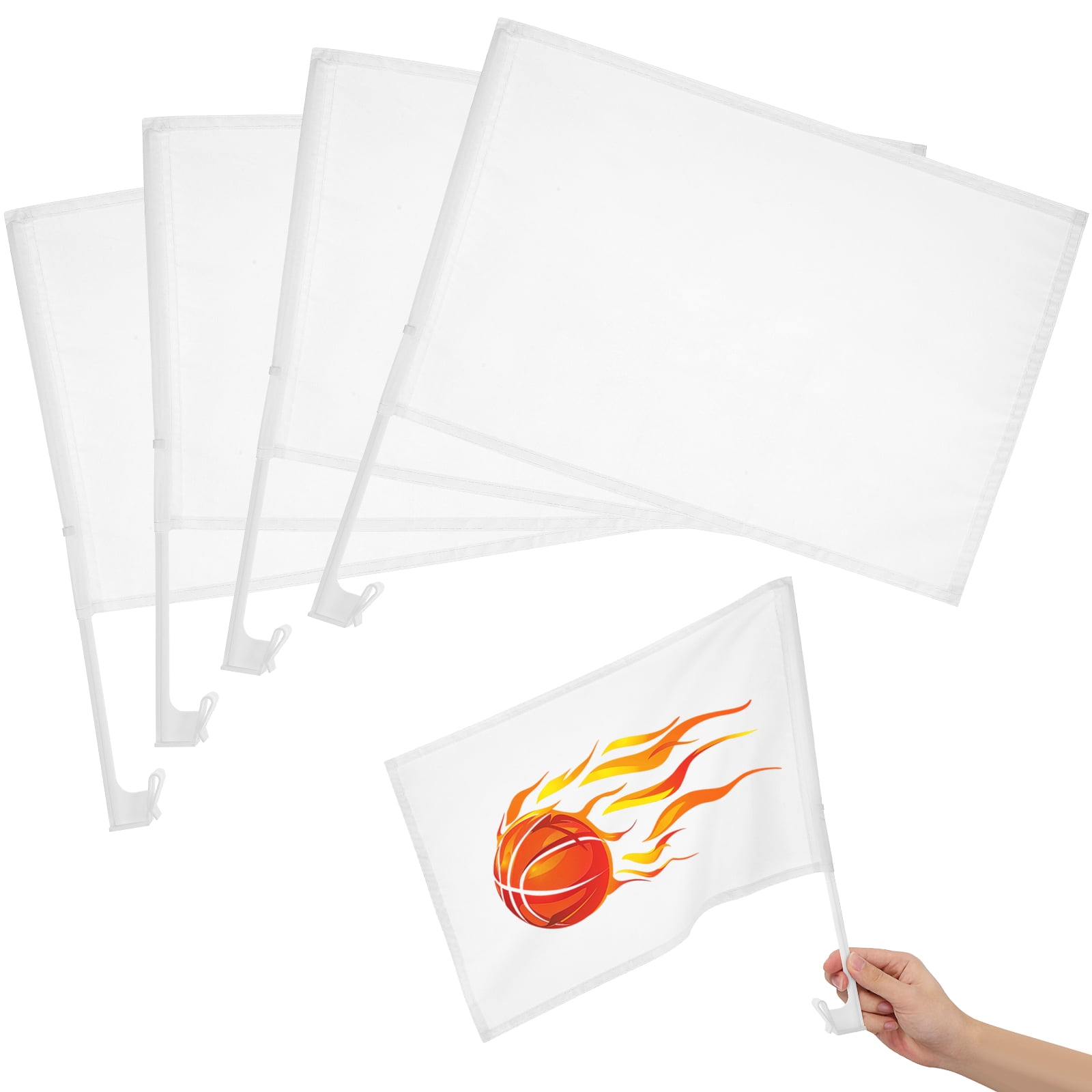 Minkissy Flag Handheld Flag White Plastic 4Pcs - Walmart.com