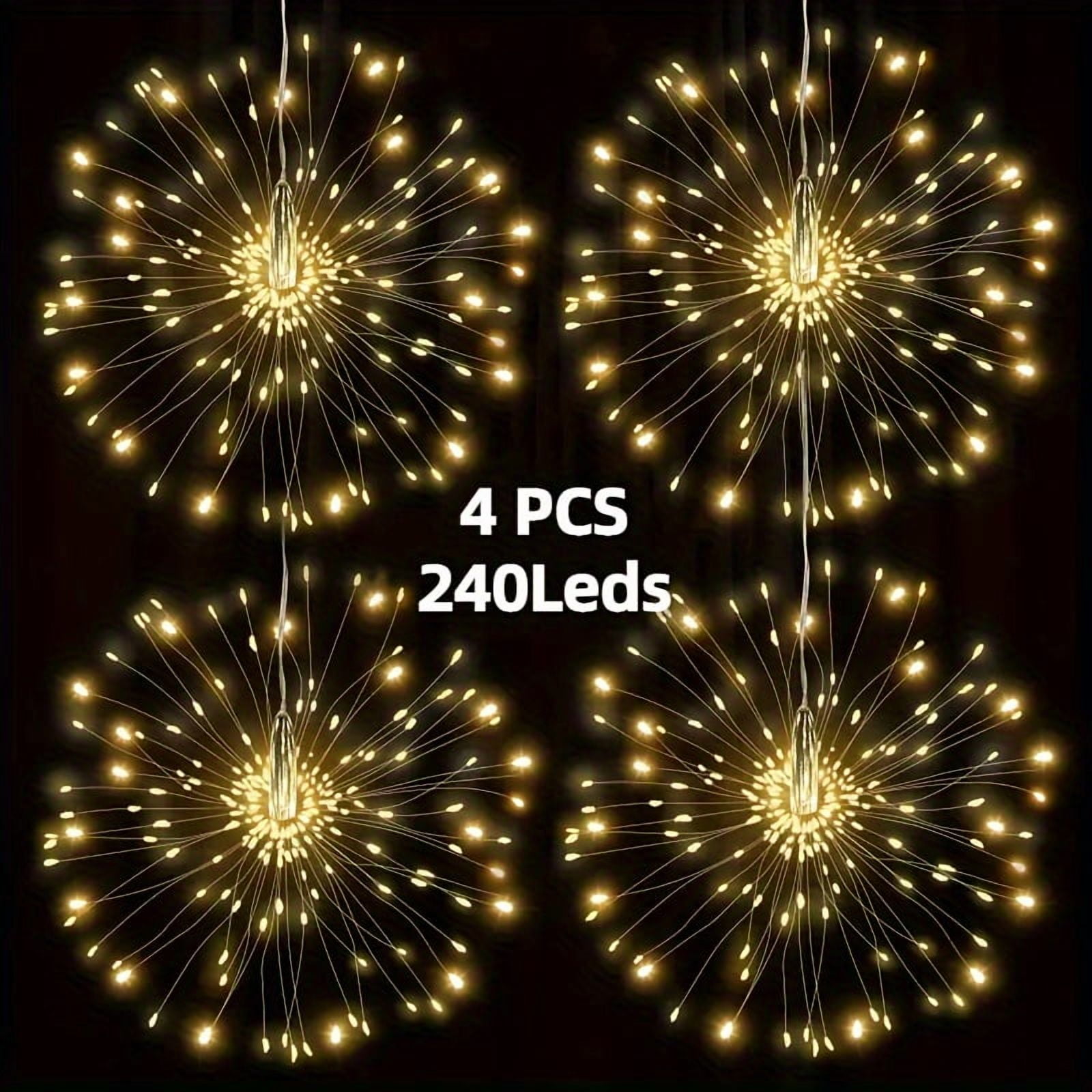 4pcs Hanging Solar Powered Outdoor Firework Lights, 240/360 LED ...