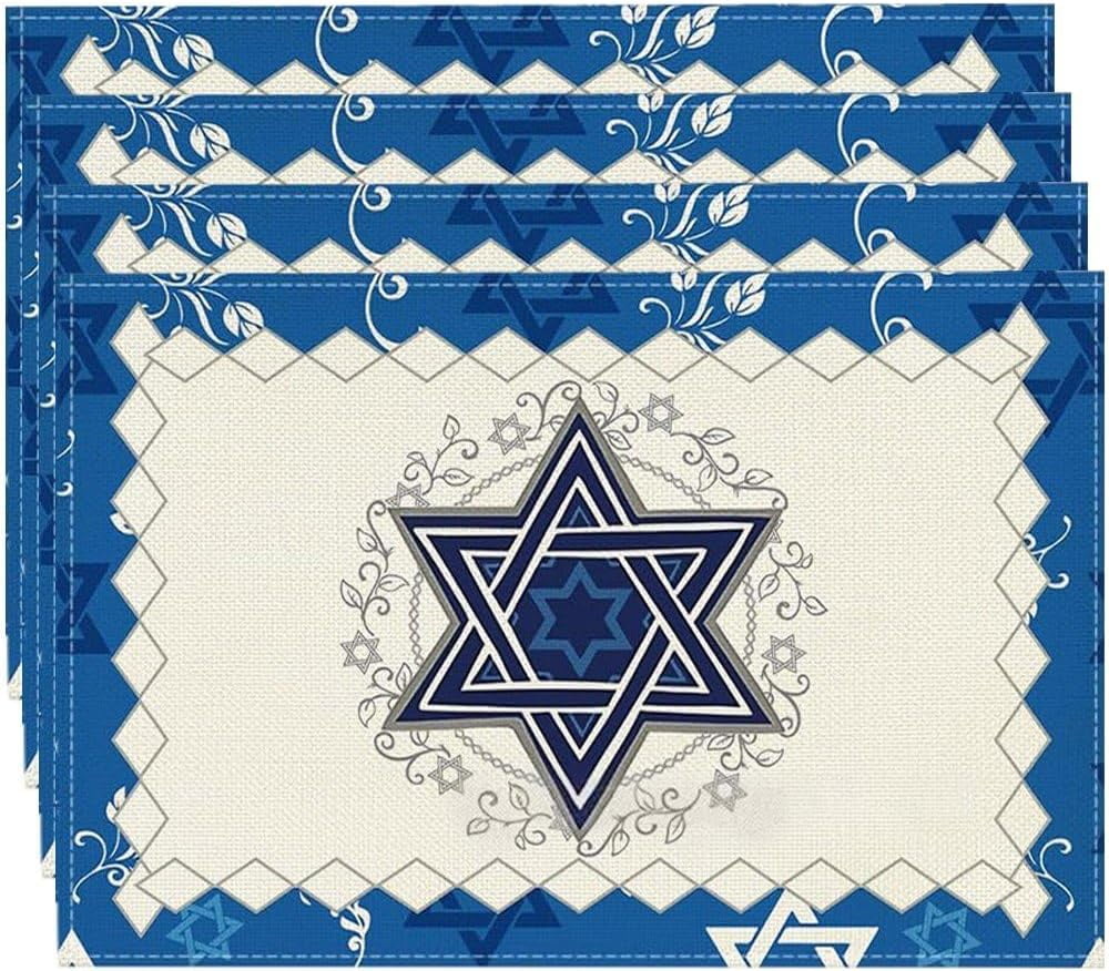 4pcs Hanukkah Place Mat Hanukkah Print Table Place Mats Jewish Style ...