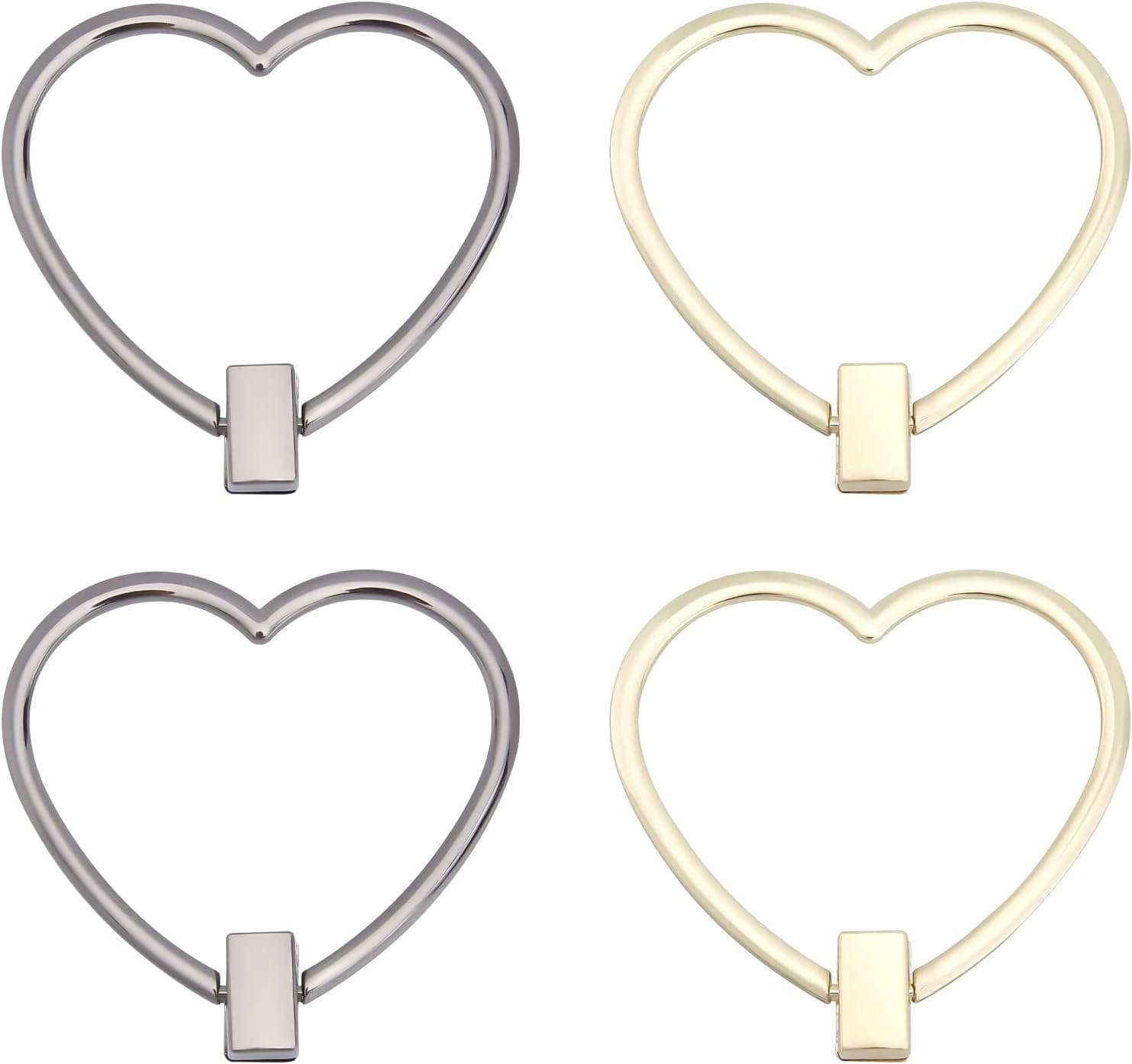 4pcs Heart Bag Handle 2 Colors Alloy Purse Handle Frames Metal Bag ...