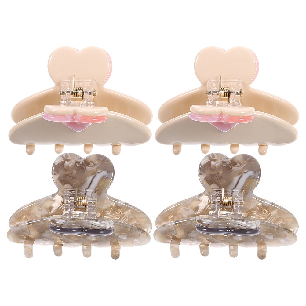 4pcs Heart Claw Clips Large Claw Hair Clips Hair Styling Jaw Clip for ...