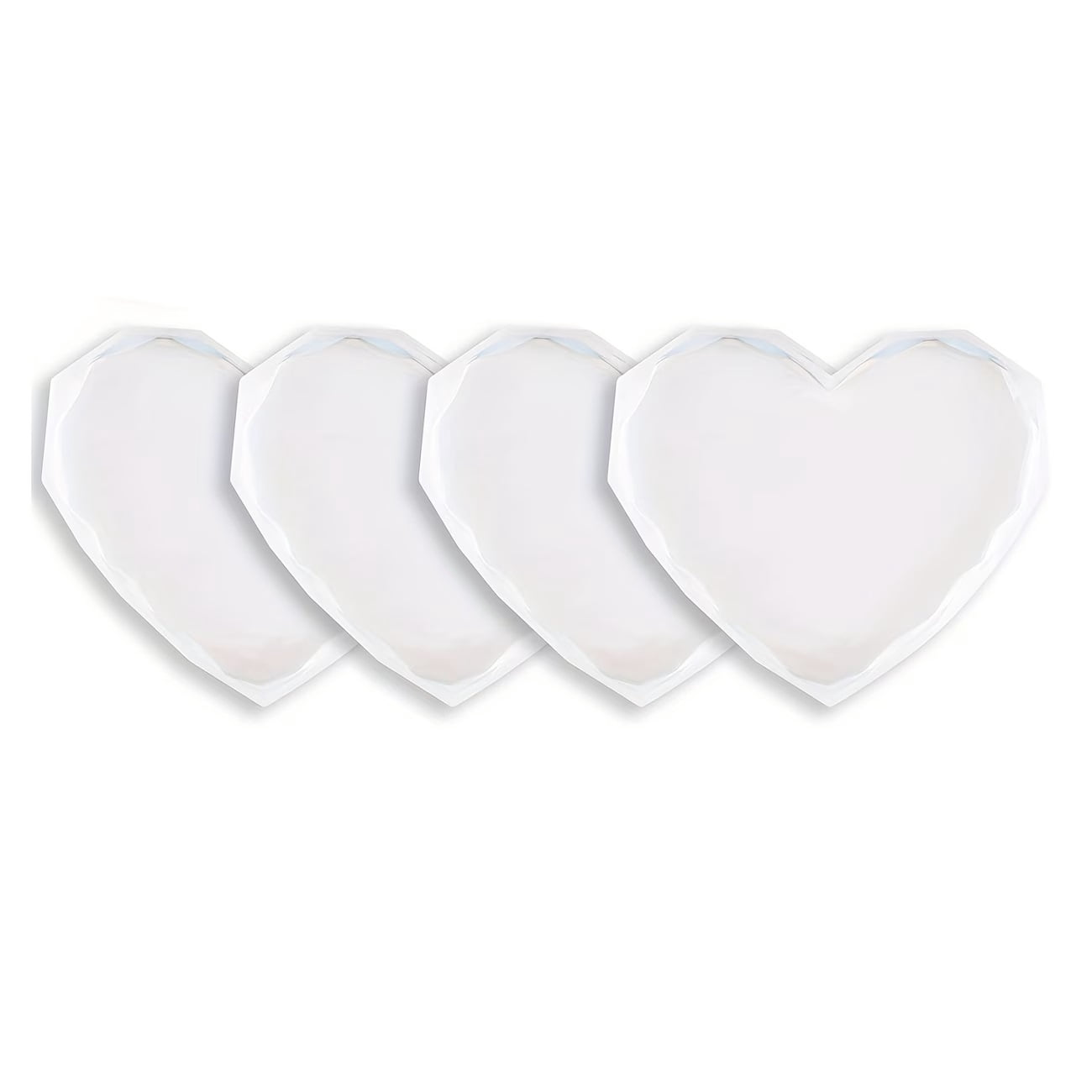4pcs Heart Coaster Resin Molds - Diamond Edge Heart Coaster Molds for ...