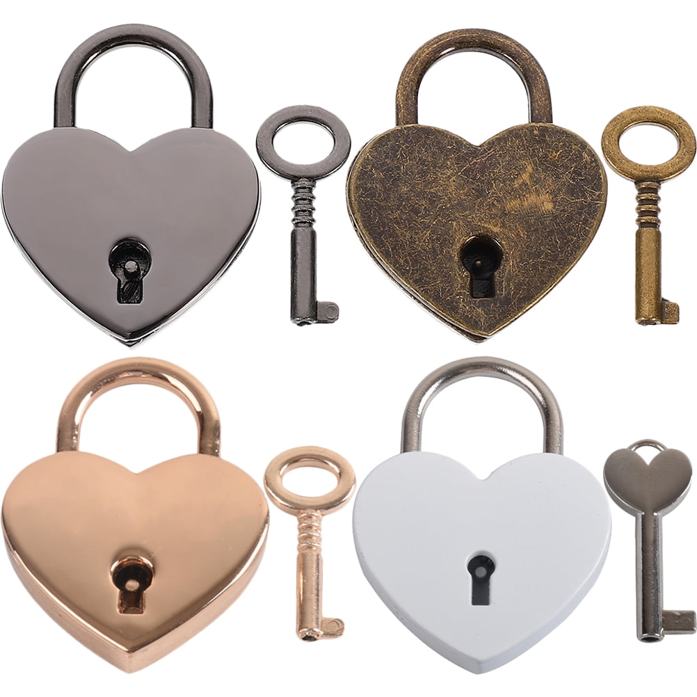4pcs Heart Locks Diary Locks Mini Metal Padlocks With Keys for Luggage ...