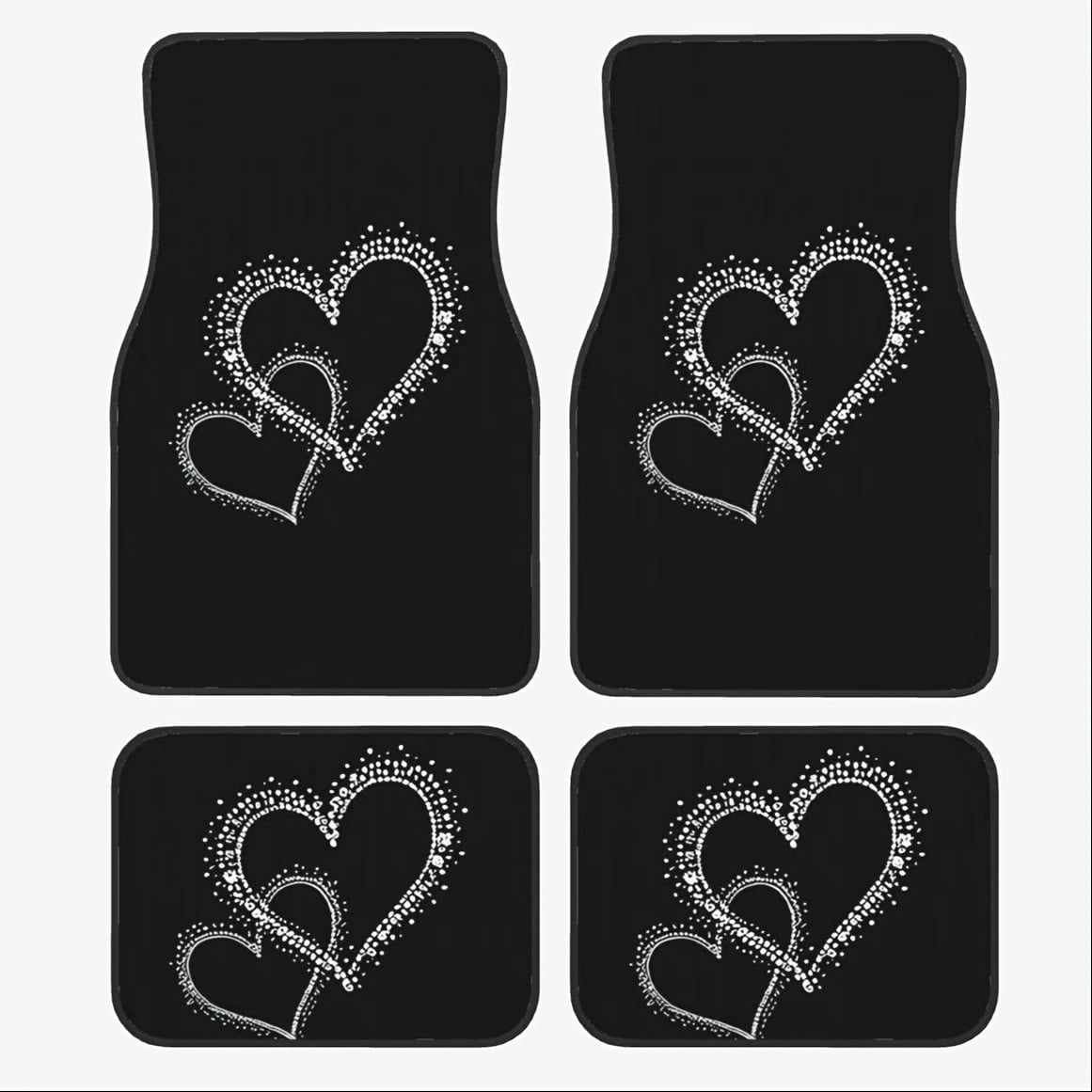 4pcs Heart Pattern Car Floor Mats Set, Universal Anti-Slip Front and ...