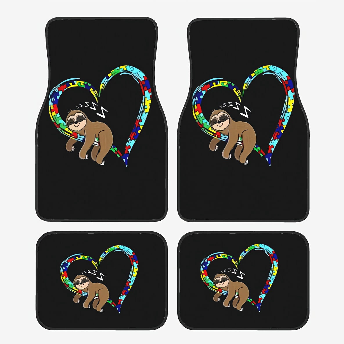 4pcs Heart Sloth Pattern Car Mat Set - Suitable for HONDA, for Tesla ...