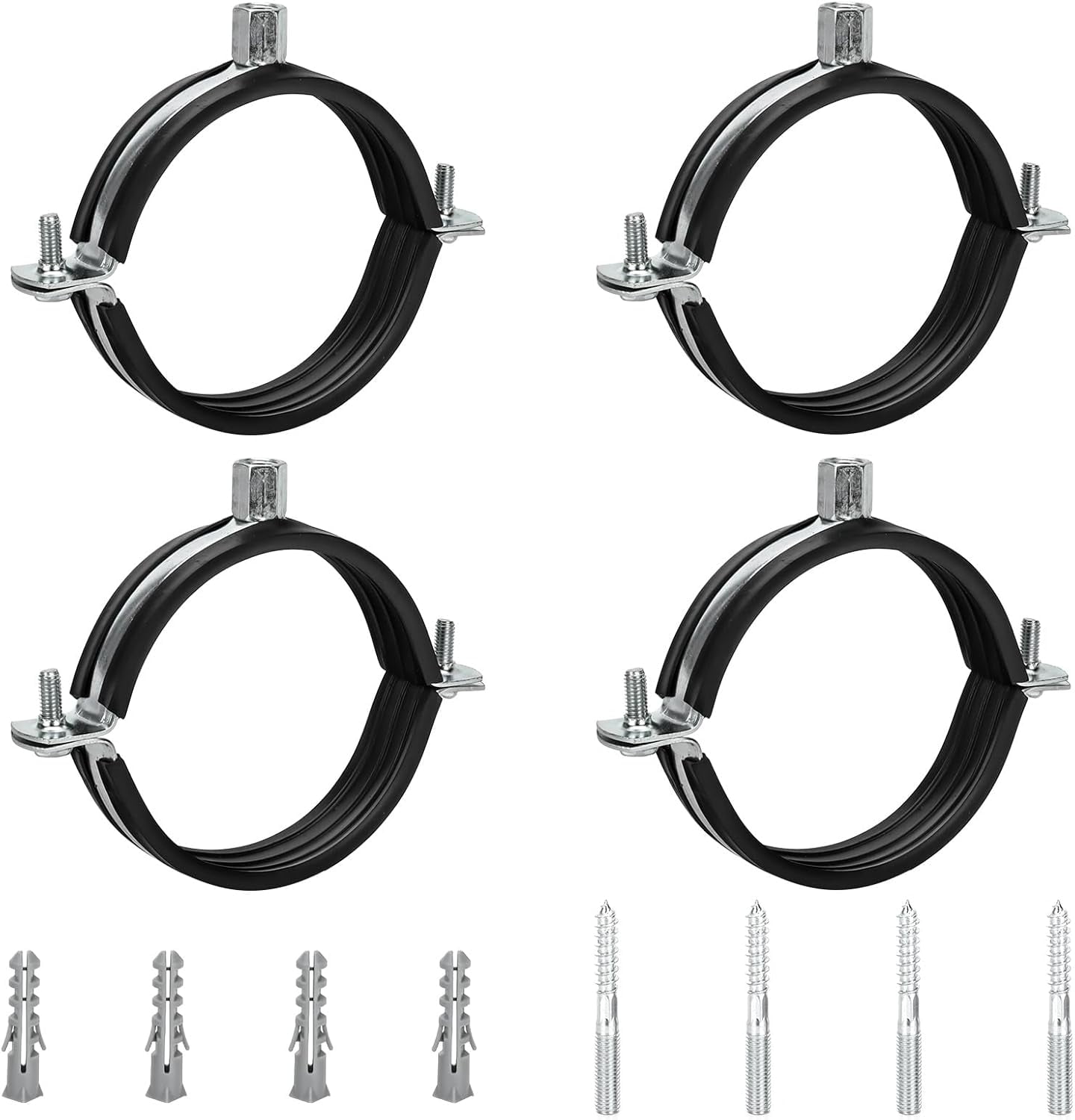 4pcs Heavy Duty Adjustable Pipe Bracket Clamps for 2.4-2.5 Inch(60-64 ...