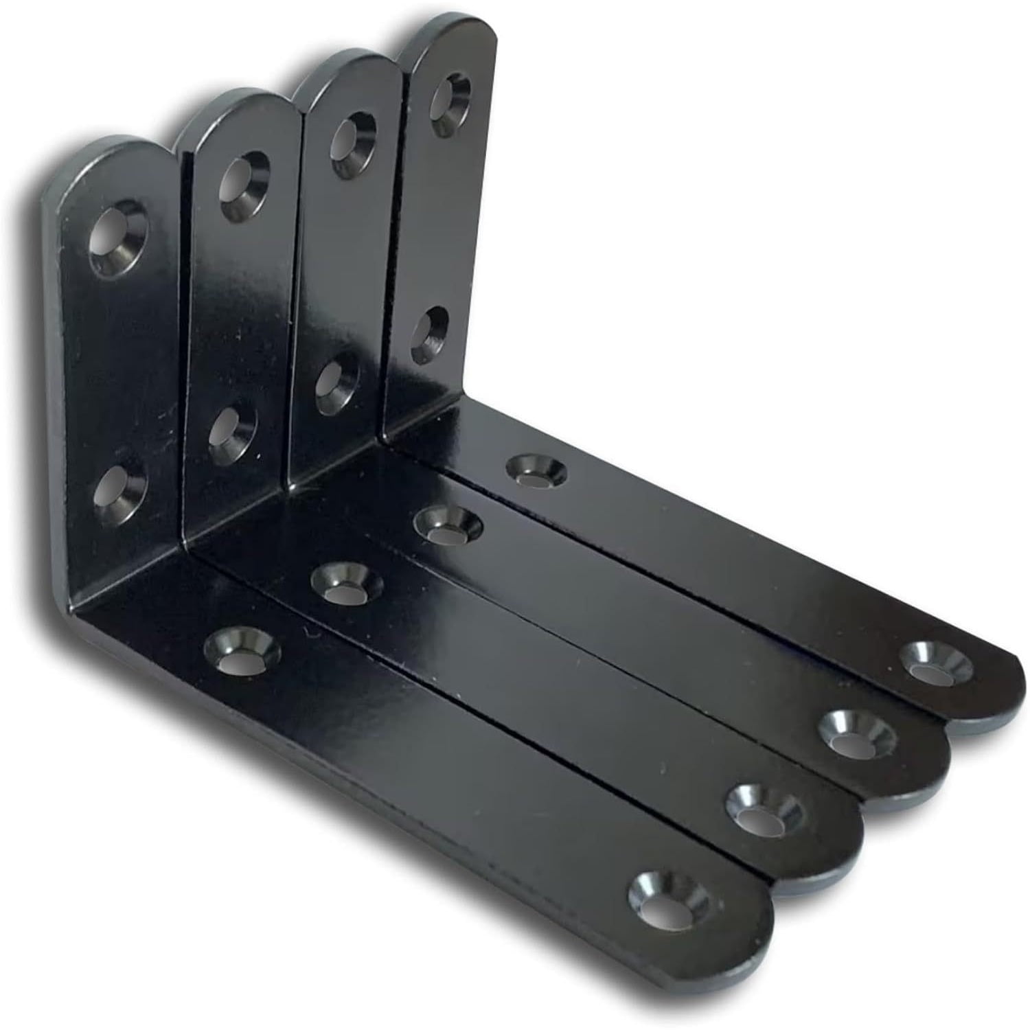 4pcs Heavy-Duty Black L-Shaped Shelf Brackets - Corner Joint Angle ...