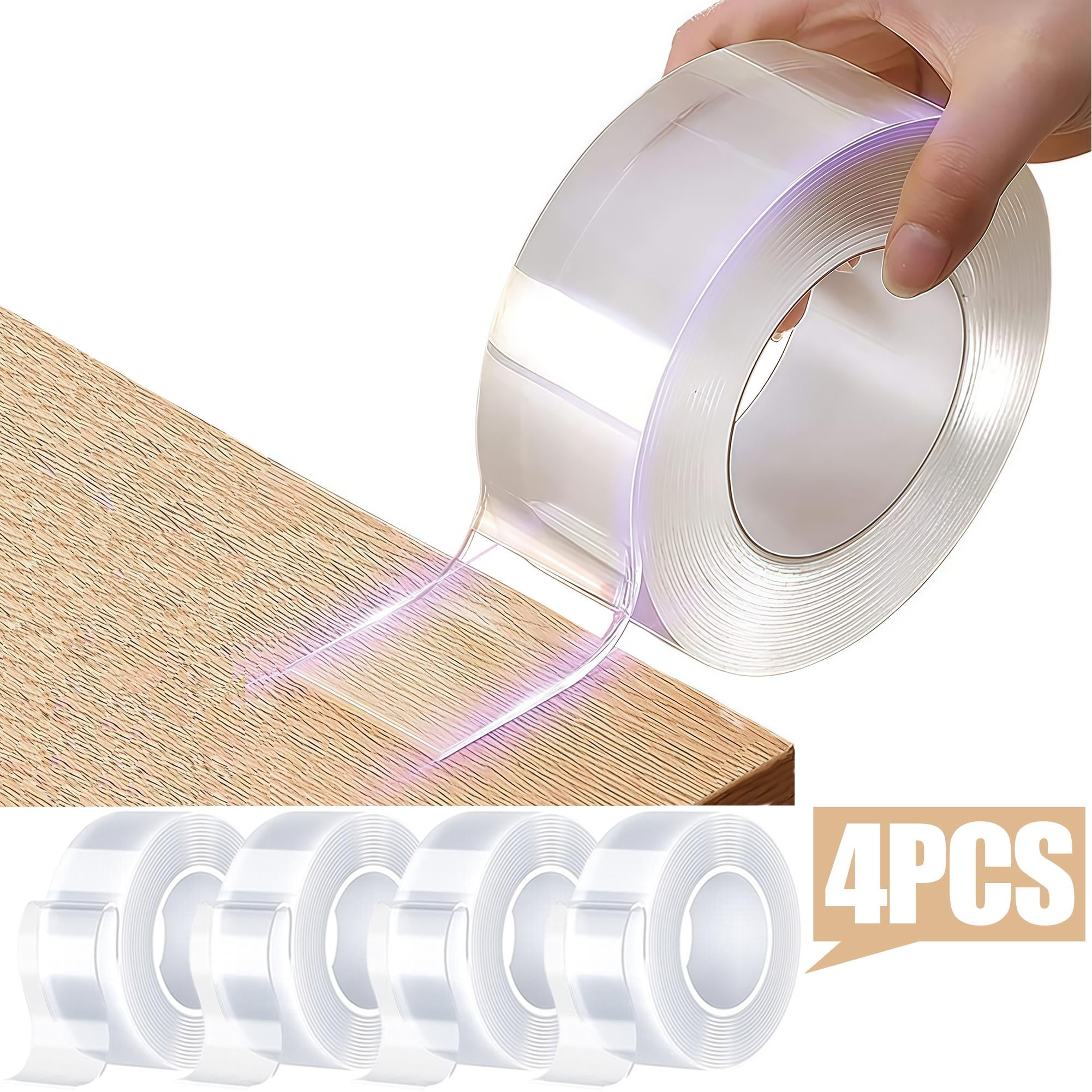 4pcs Heavy Duty Clear Nano Double Sided Tape - Removable Adhesive Strips for Damage-Free Wall ...
