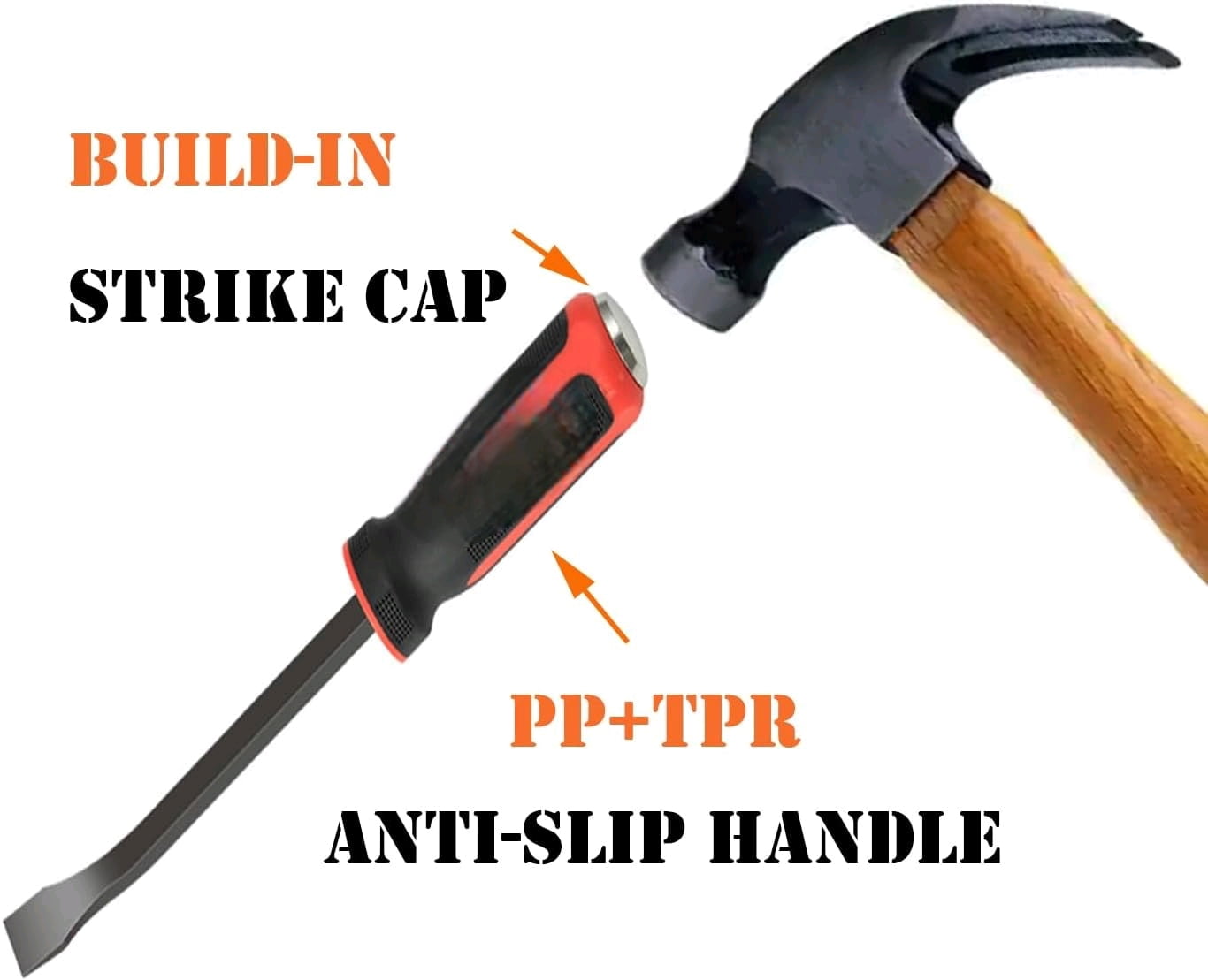 4pcs Heavy Duty Pry Bar Set with Ergonomic Handles with Strike Cap and ...