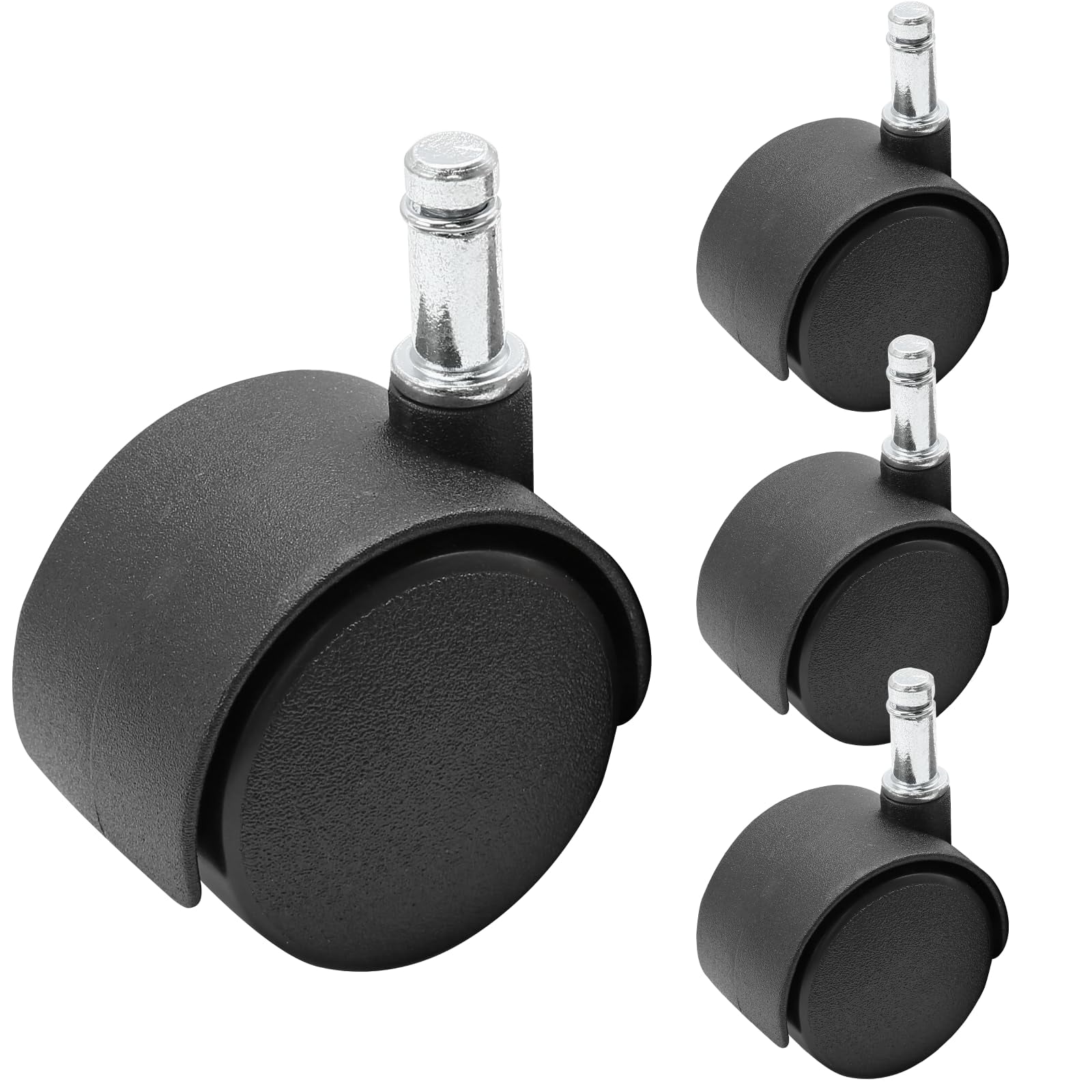 4pcs Heavy Duty Swivel Caster Wheels with Brake, M6 Threaded Stem ...
