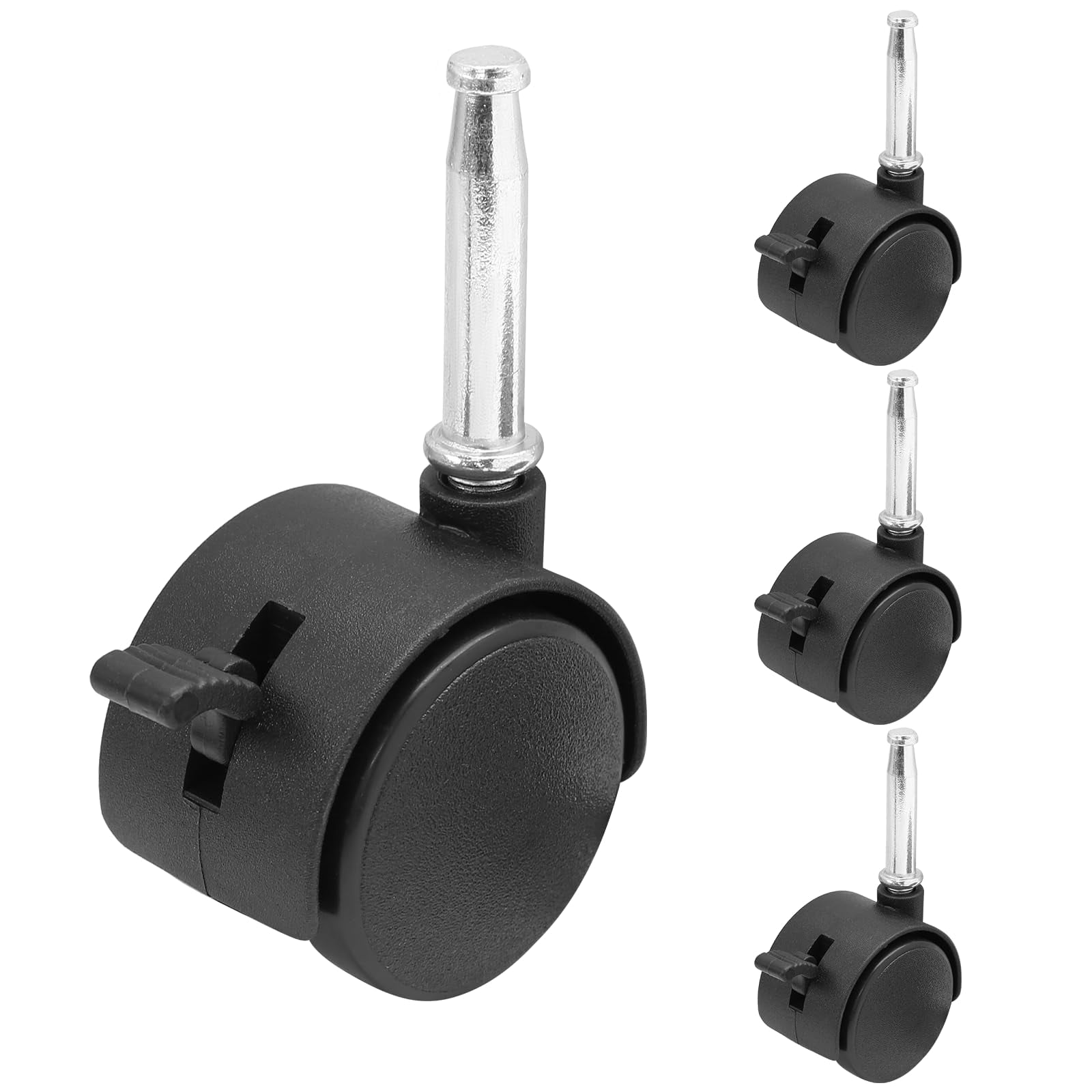 4pcs Heavy Duty Swivel Caster Wheels with Brake, M6 Threaded Stem ...