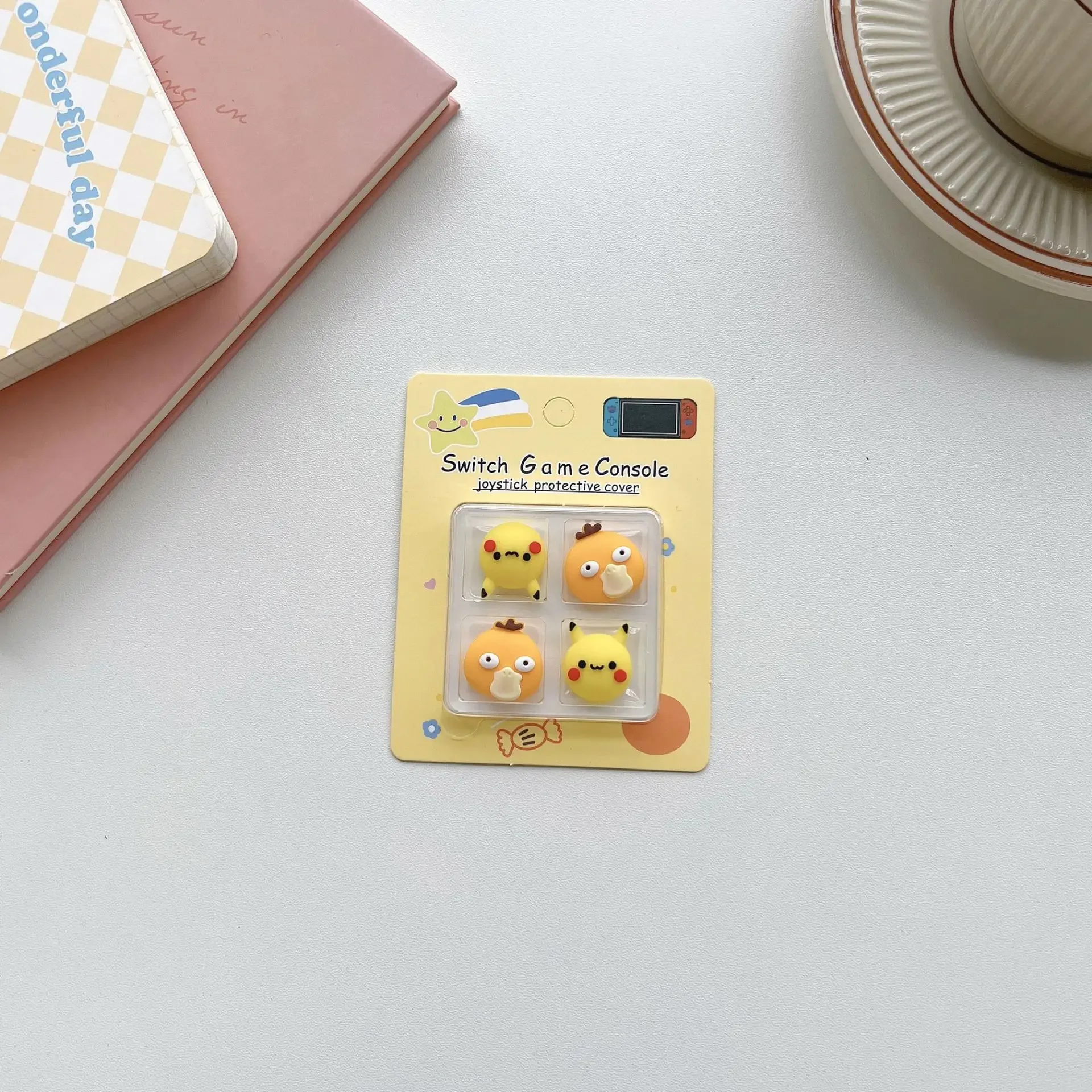 4pcs Hello Kitty Pikachu Cute Soft Thumb Stick Cap Joystick Cover For ...