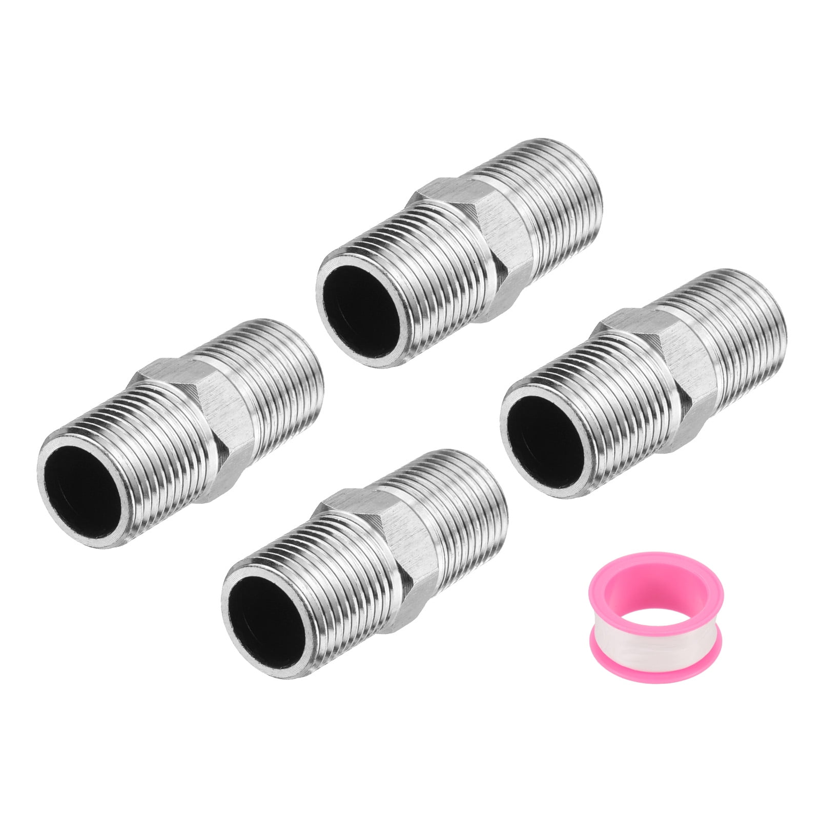 4pcs Hex Nipple Stainless Steel Pipe Fitting G1/2" Male x G1/2" Male ...