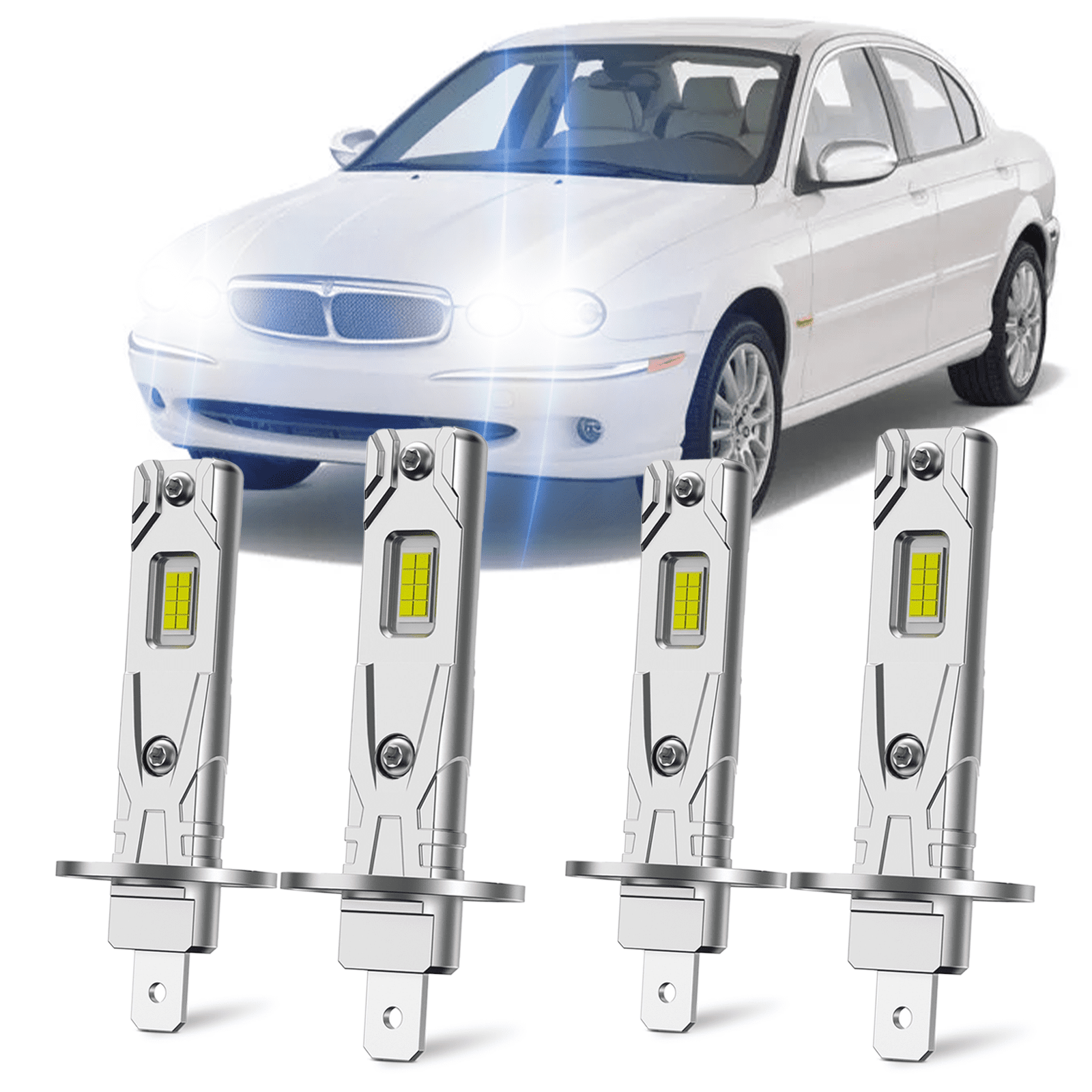 4pcs High & Low Beam for Jaguar X-Type 2002-2008 H1 LED Headlight Bulbs ...