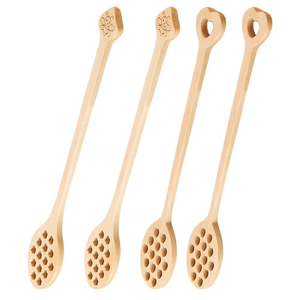 4pcs Honey Stirring Scoop Wooden Honey Dipper Durable Honey Mixing ...