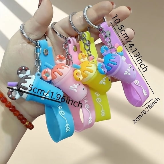 4pcs Ice Cream Keychain Milk Tea Cup Pendant Personalized Bag Key Chain ...